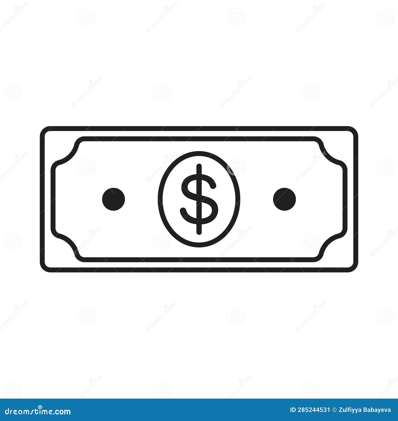 Outline Dollar Money Cash Bill Illustration Vector Stock Vector ...