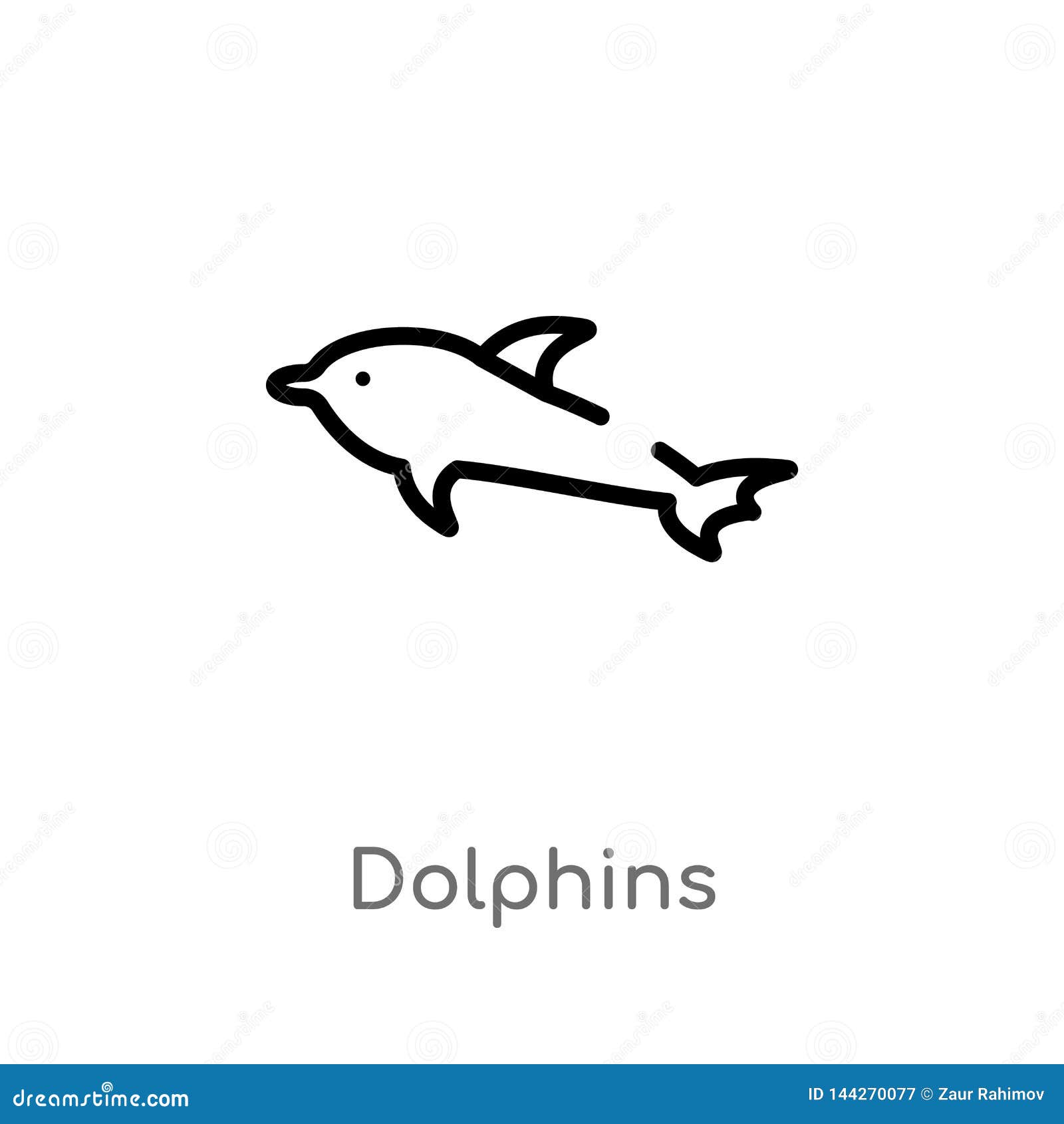 Outline Dolphins Vector Icon. Isolated Black Simple Line Element ...