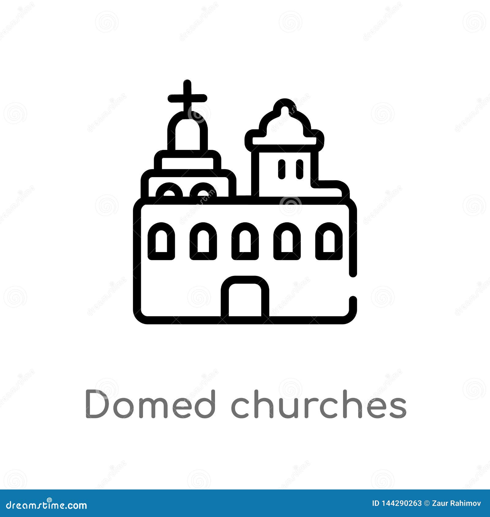 Outline Domed Churches Vector Icon. Isolated Black Simple Line Element ...