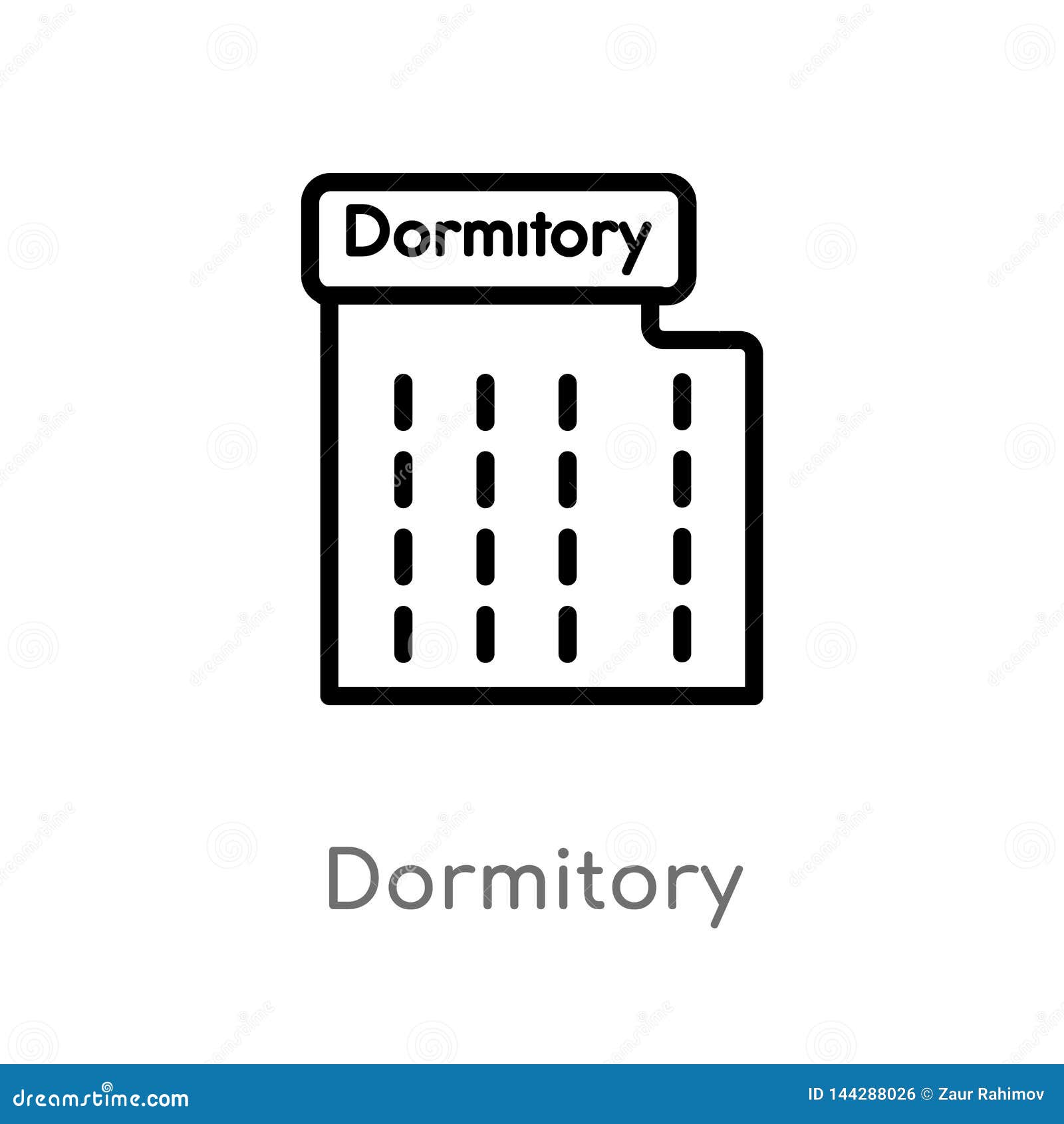 Outline Dormitory Vector Icon. Isolated Black Simple Line Element ...
