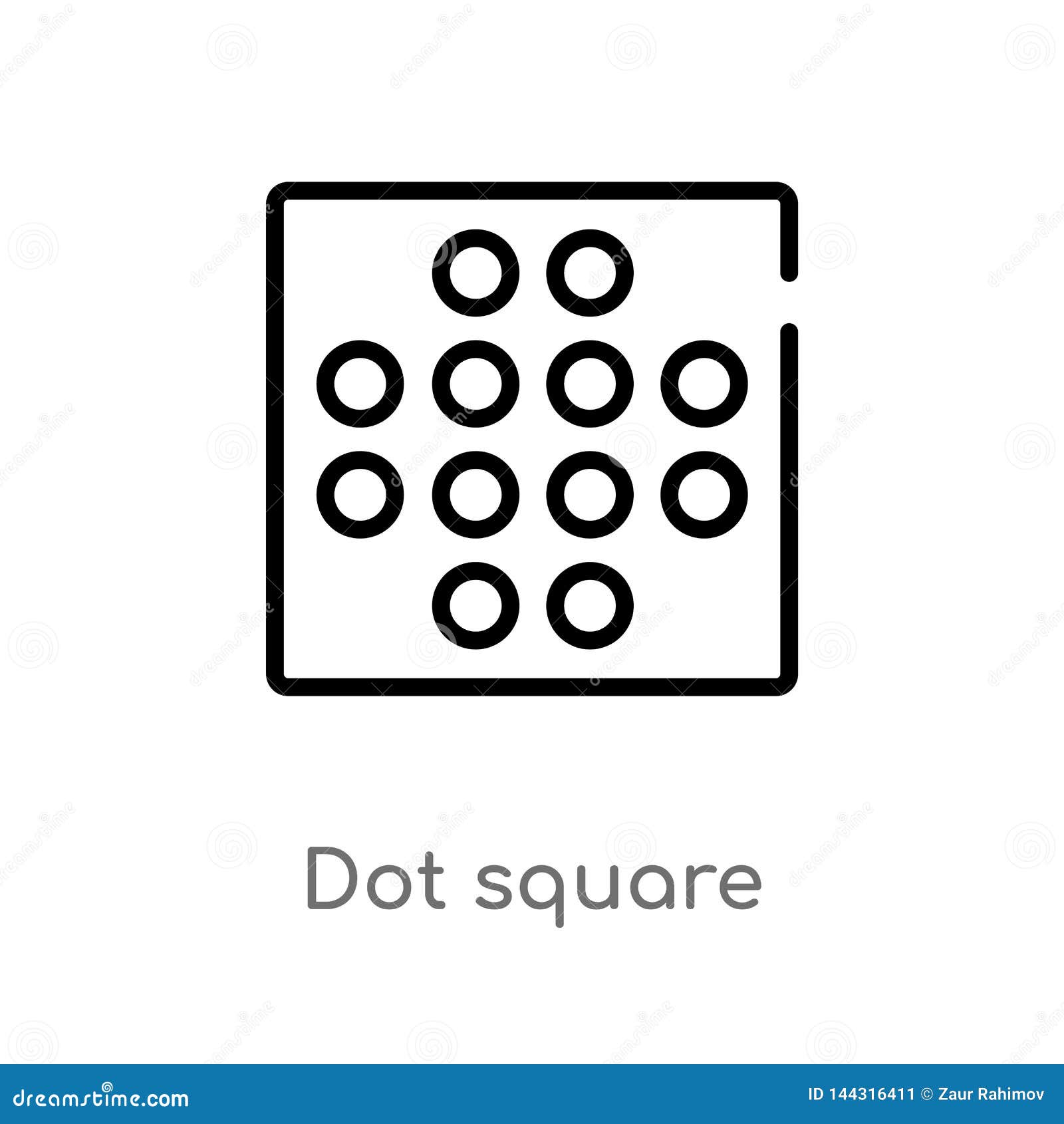 Outline Dot Square Vector Icon. Isolated Black Simple Line Element ...