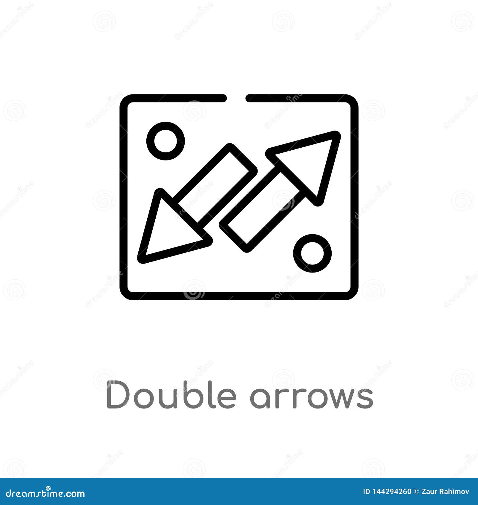 Outline Double Arrows Vector Icon. Isolated Black Simple Line Element ...