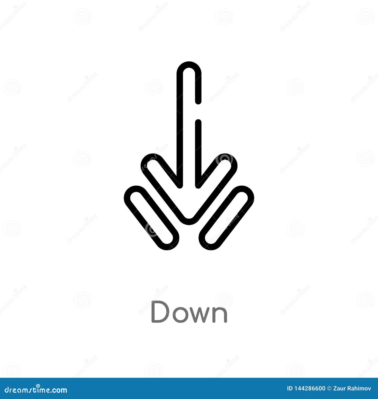 Outline Down Vector Icon. Isolated Black Simple Line Element ...