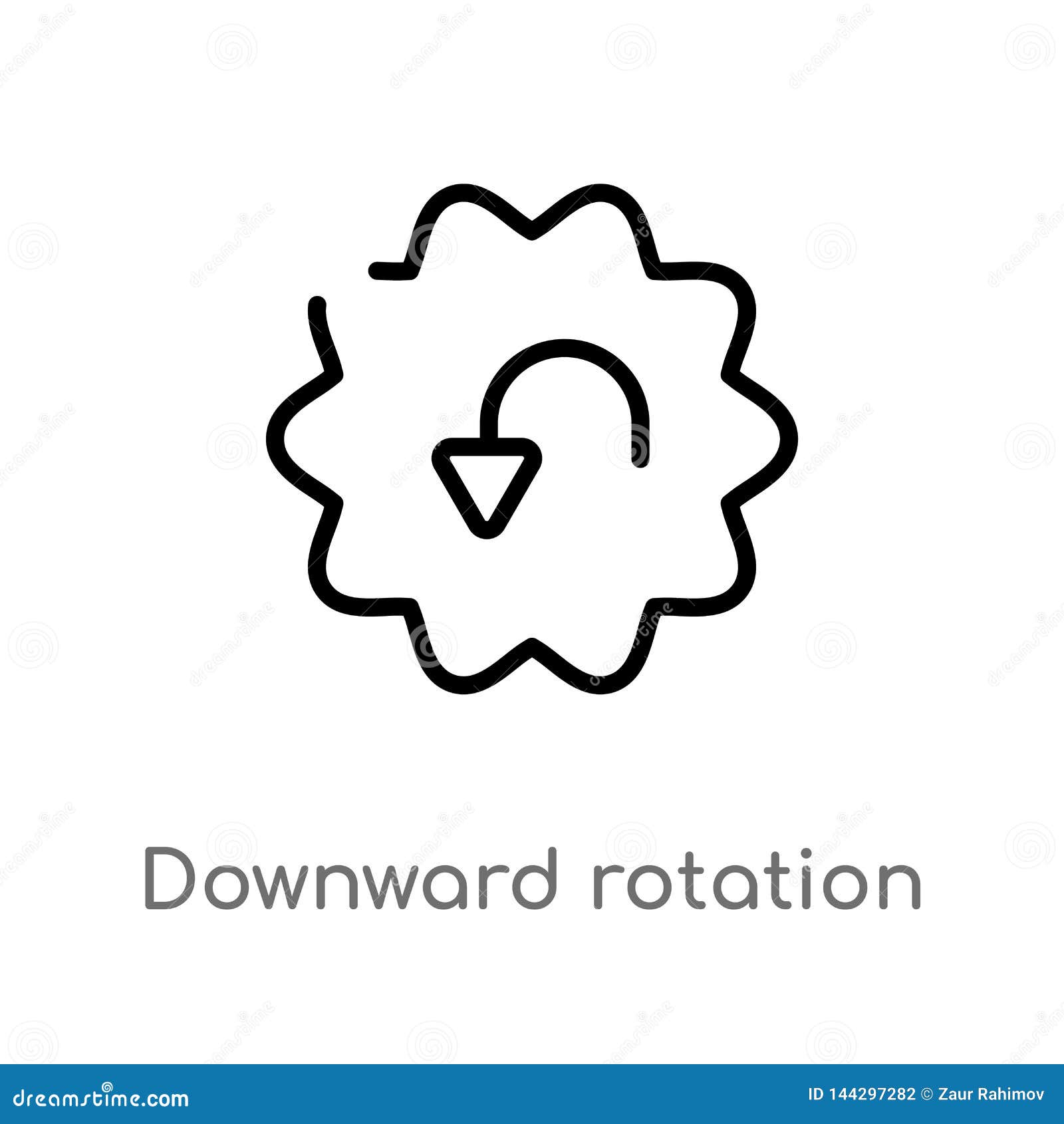 Outline Downward Rotation Vector Icon. Isolated Black Simple Line ...