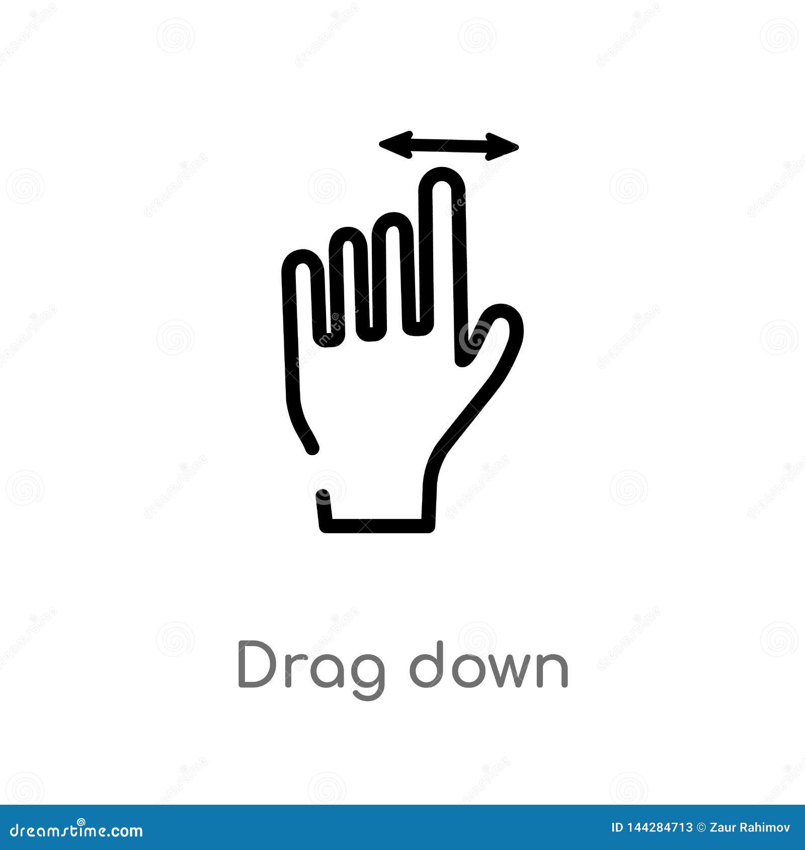 Outline Drag Down Vector Icon. Isolated Black Simple Line Element ...