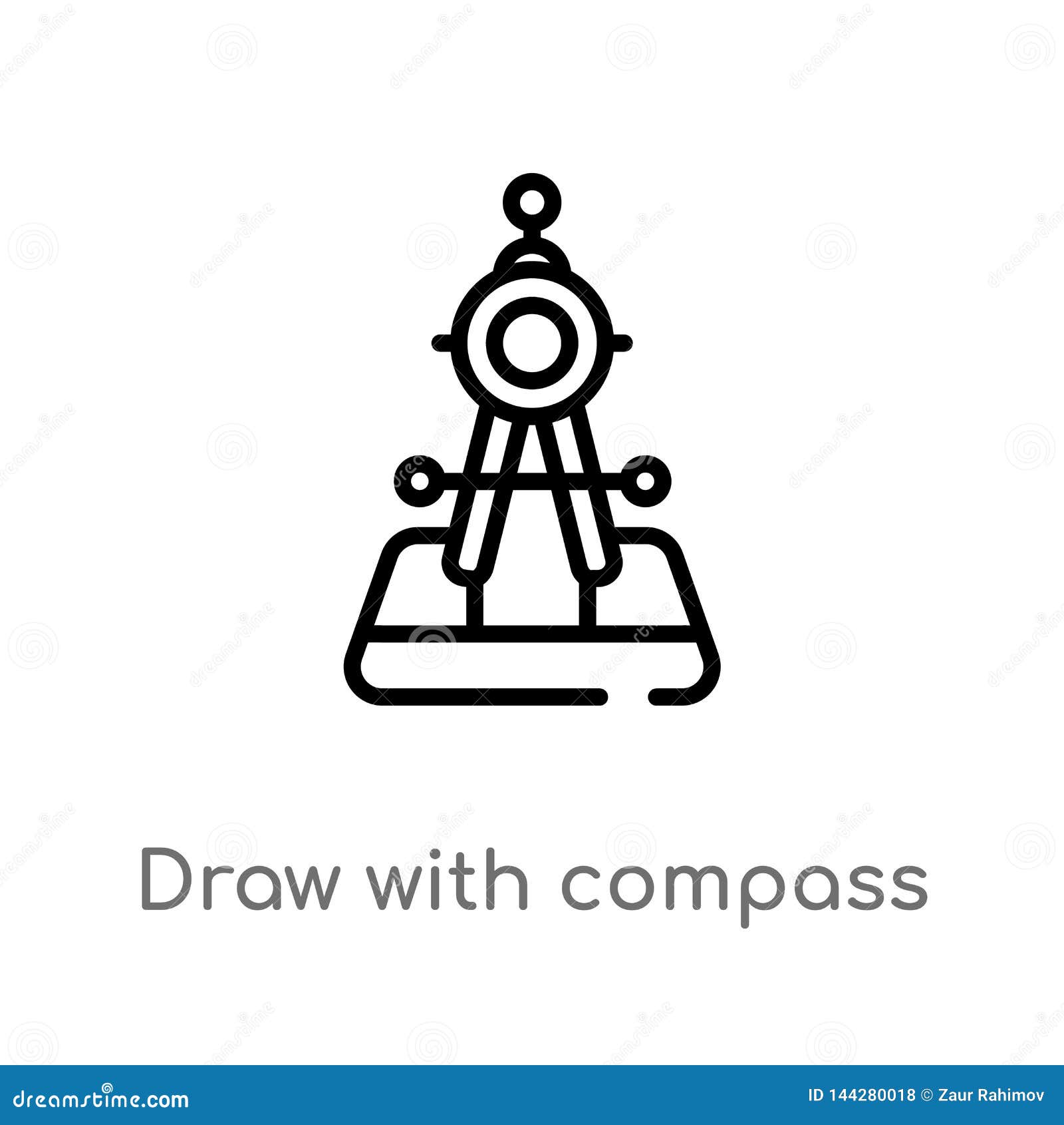 Outline Draw with Compass Vector Icon. Isolated Black Simple Line ...