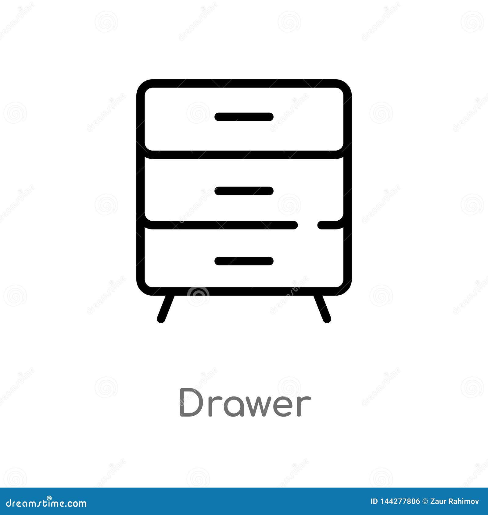 Outline Drawer Vector Icon. Isolated Black Simple Line Element ...