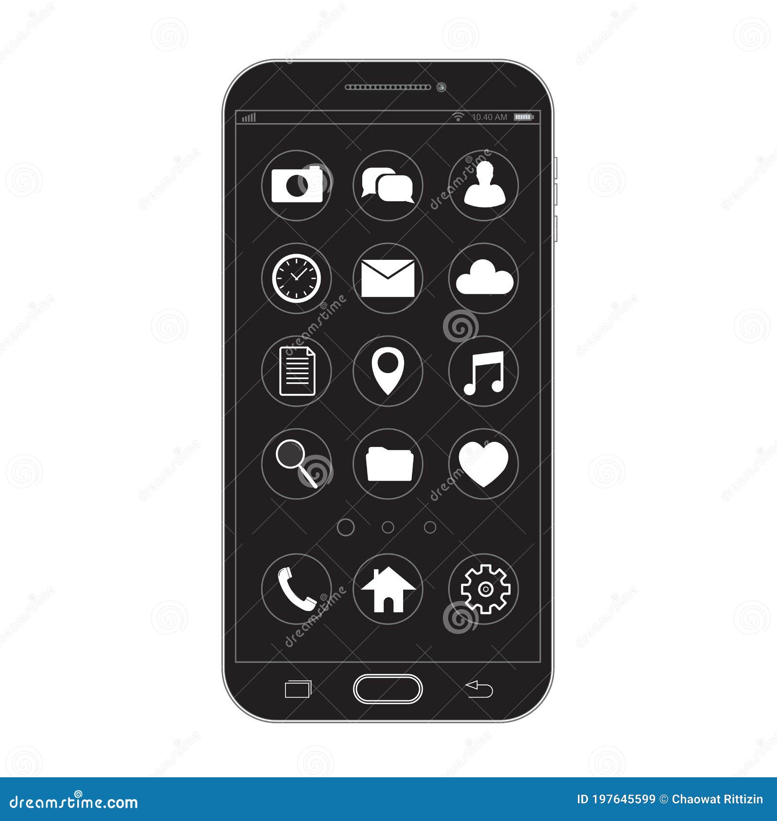 Outline Drawing Black Smartphone. Elegant Thin Line Style Design Stock ...