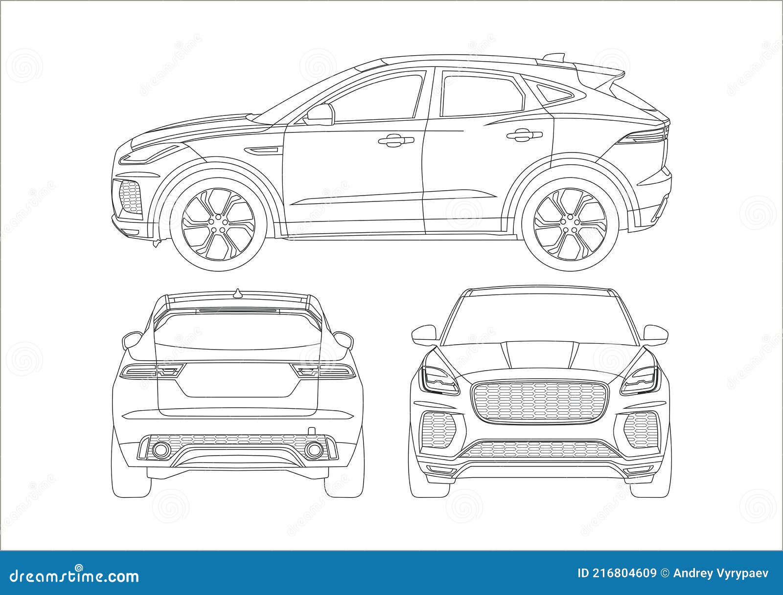 Outline Drawing of a Compact SUV Stock Vector - Illustration of wheels ...