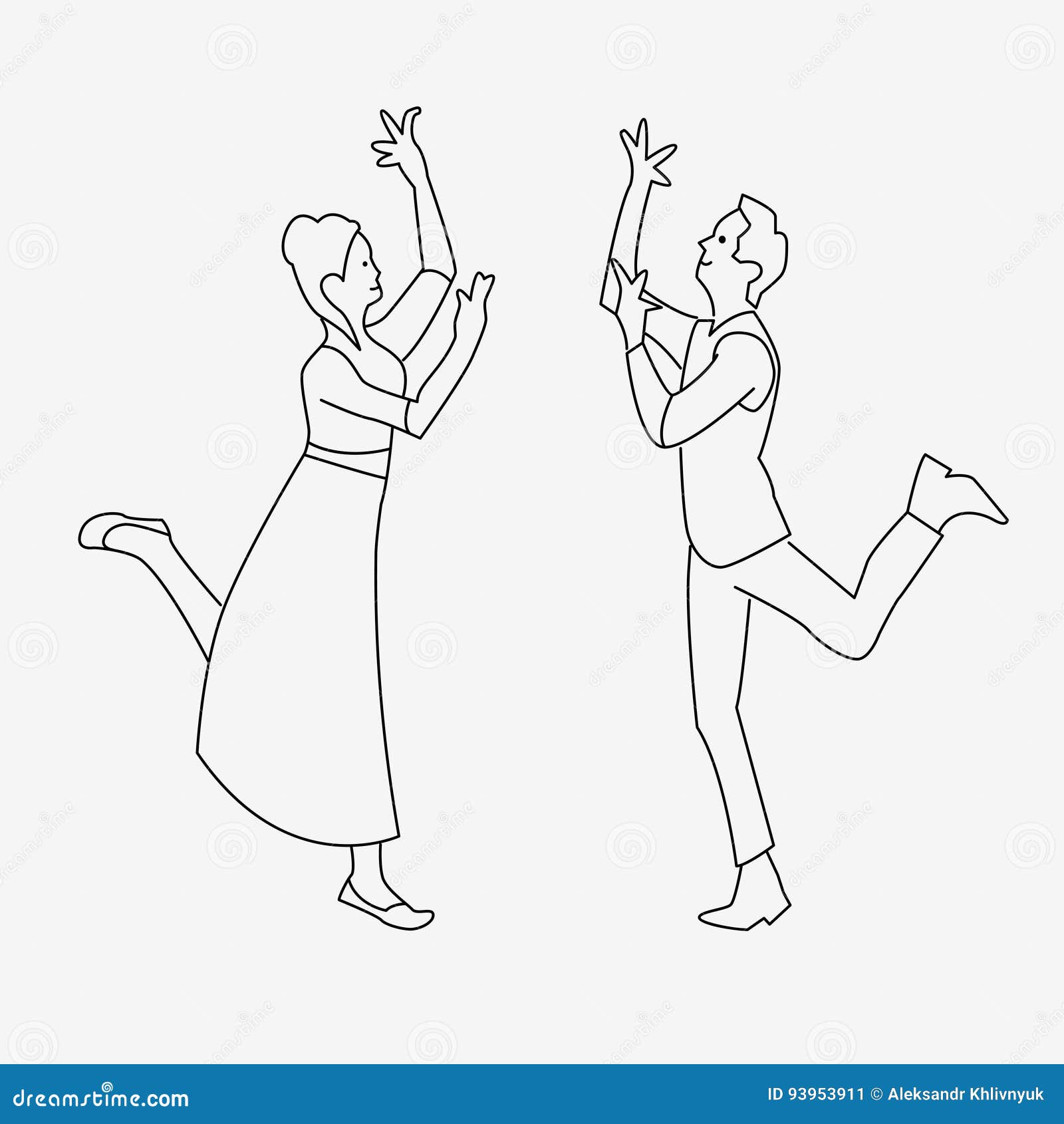 Outline Drawing of Dancing Couple Stock Illustration - Illustration of ...