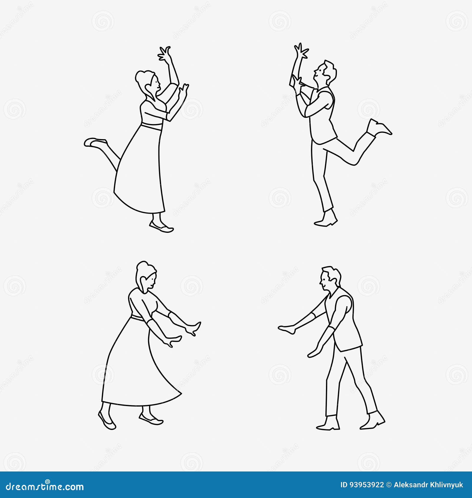 Outline Drawing of Dancing Couple Stock Illustration - Illustration of ...