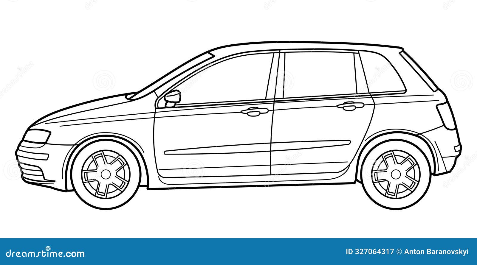Drawing Hatchback Car Vehicle Side View Vector Illustration ...