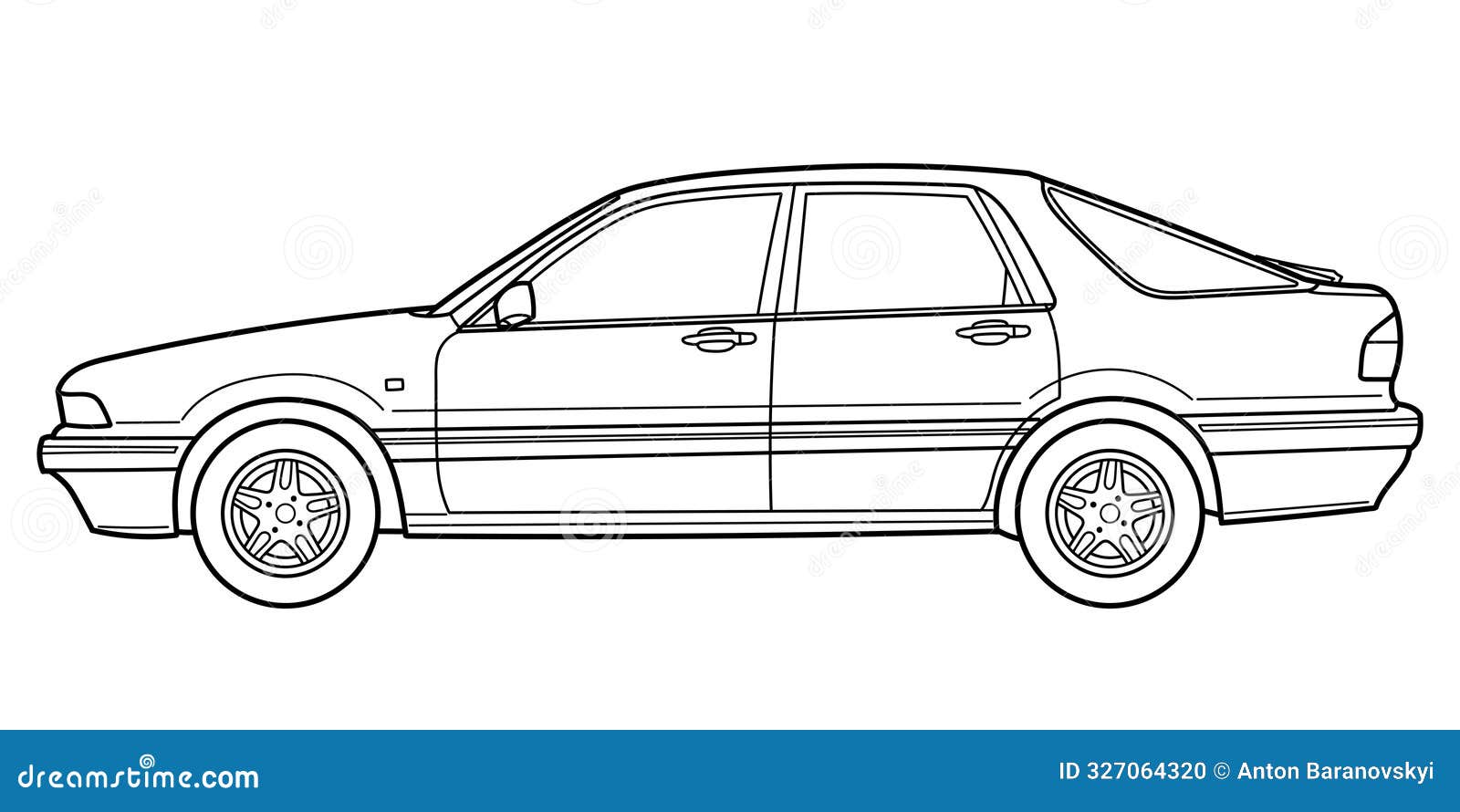 Outline Drawing Of A Hatchback Car From Side View Vector Illustration ...