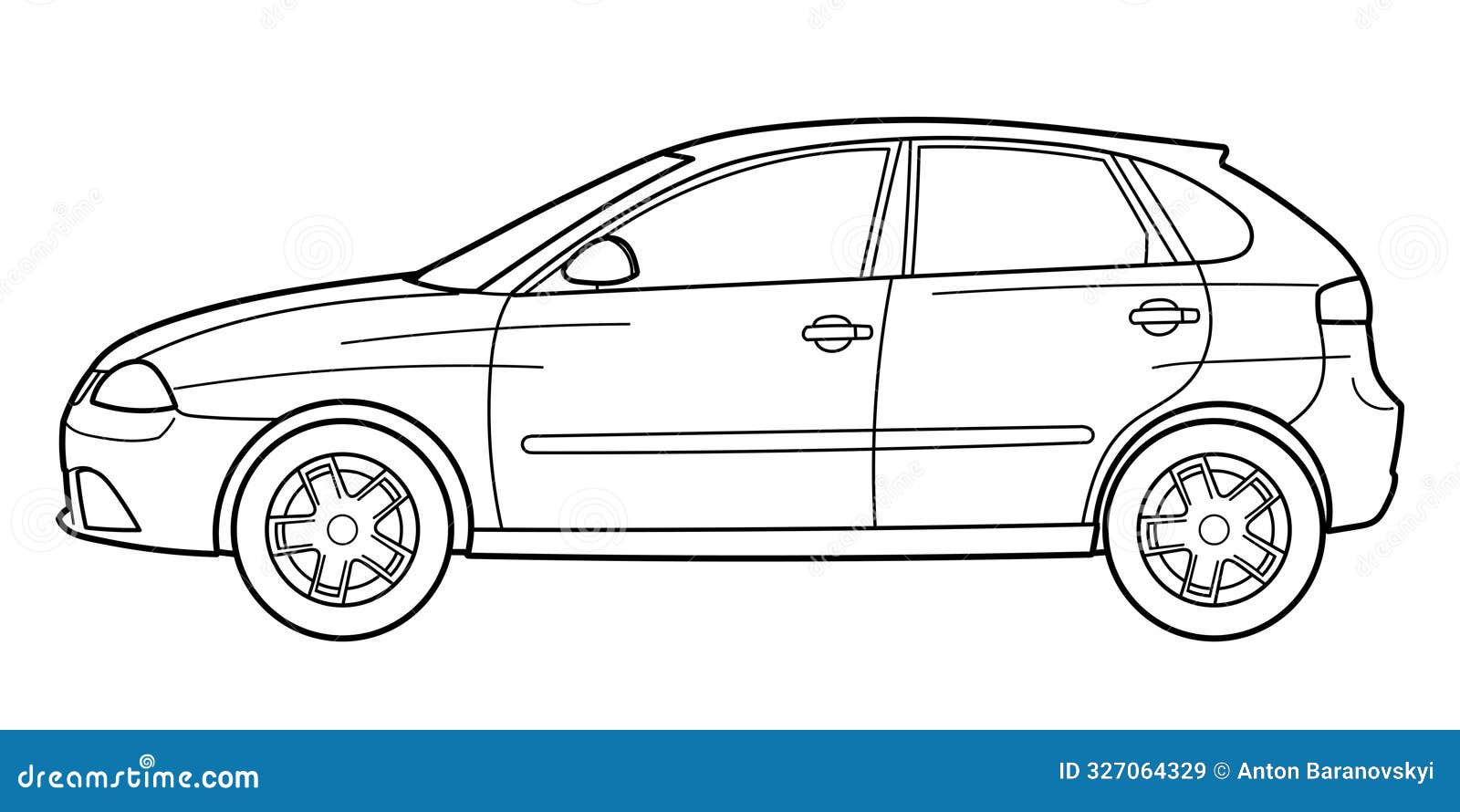 Outline Drawing of a Hatchback Car from Side View. Stock Illustration ...