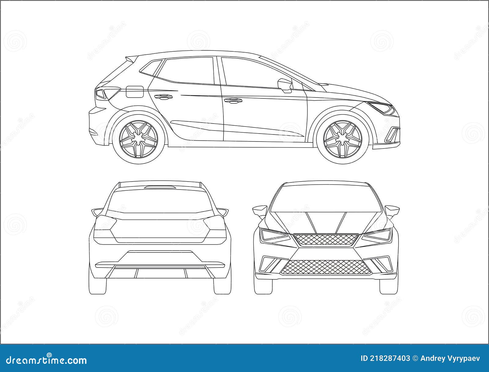 Hatchback Outline Drawing Cartoon Vector | CartoonDealer.com #219341641