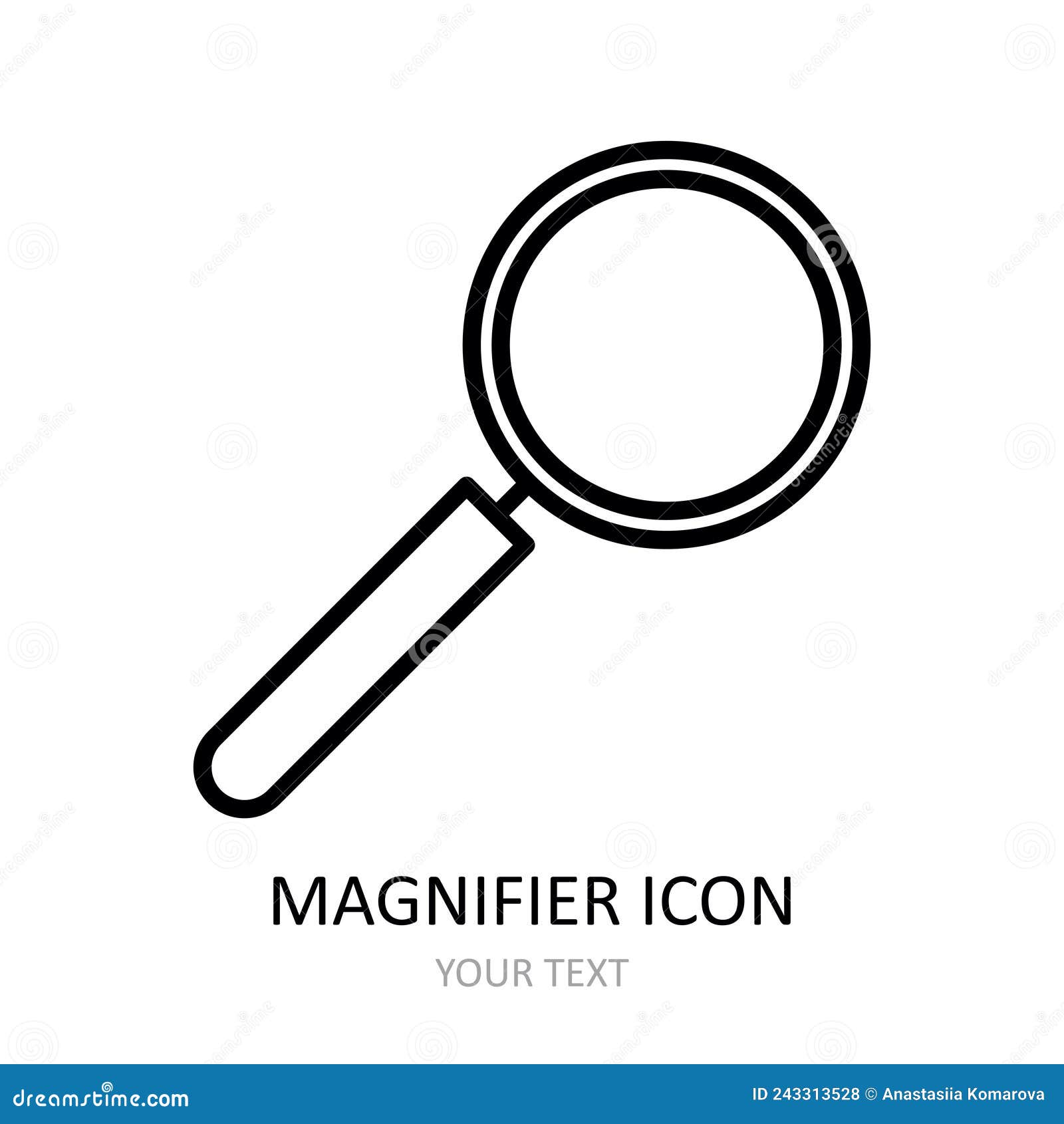 Outline Drawing of Magnifier. Linear Icon Stock Vector - Illustration ...