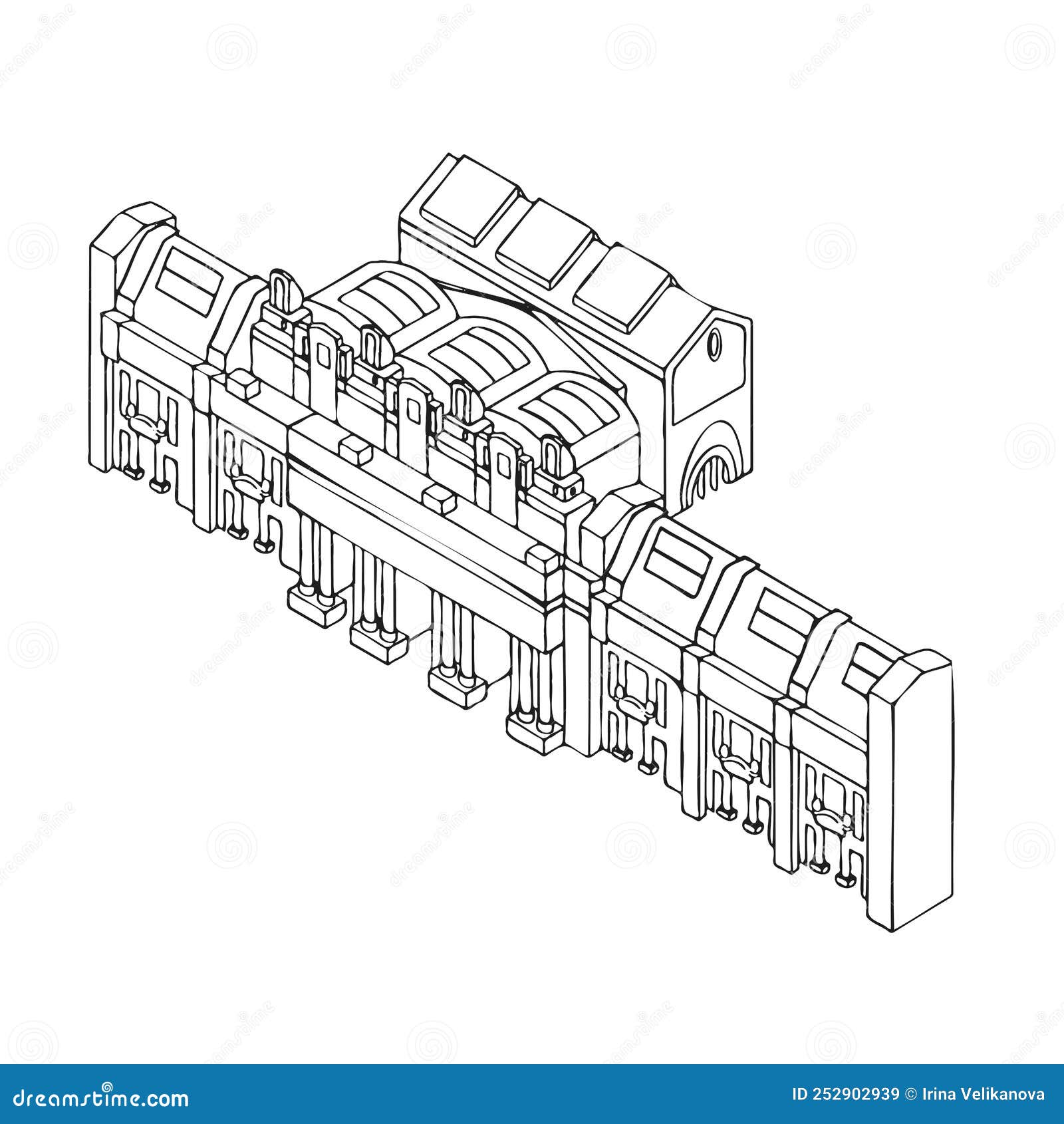 Outline Drawing of Modern European Building Architecture Vector Stock ...