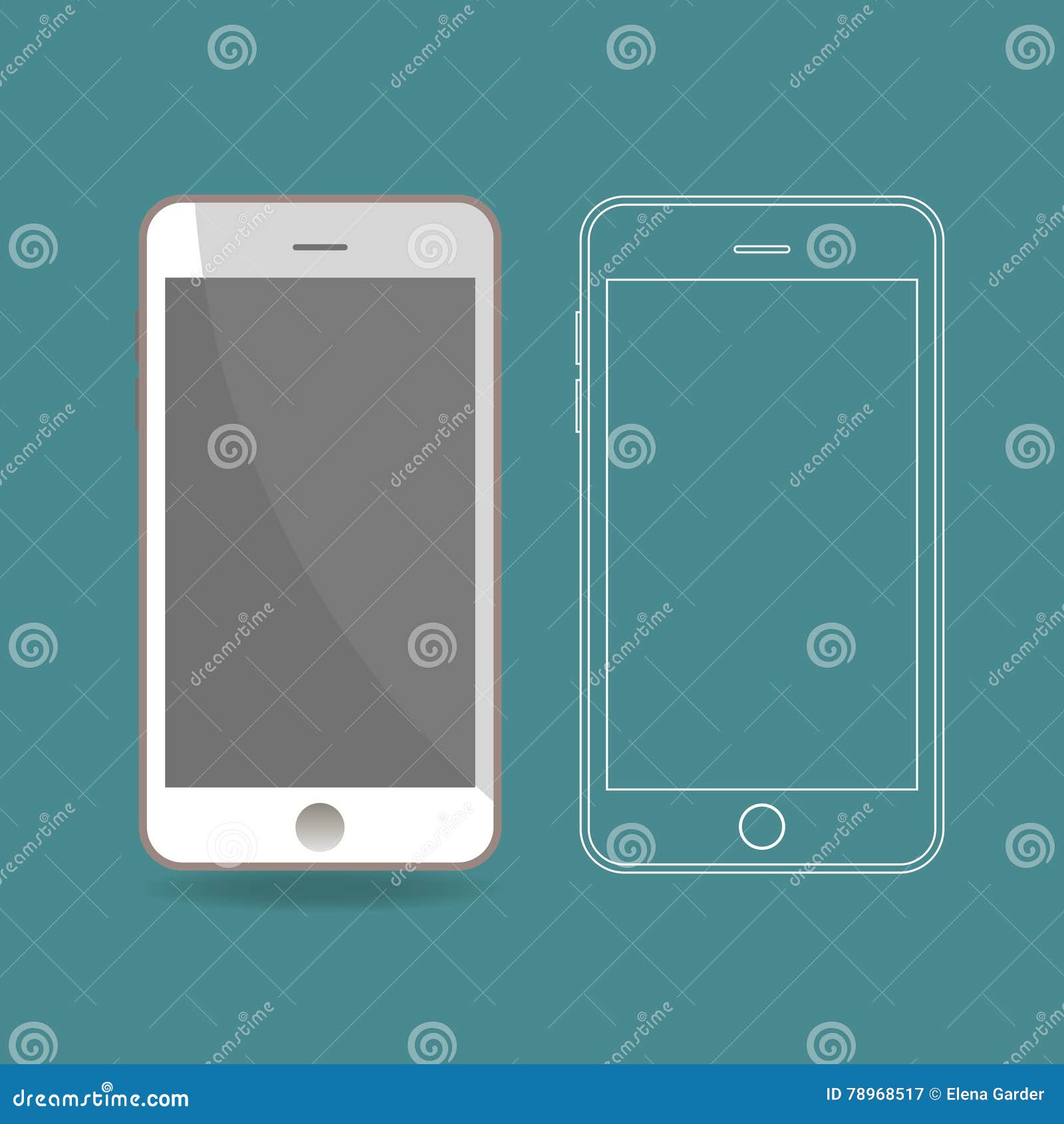 Outline Drawing Modern Smartphone. Elegant Thin Line Style Design ...