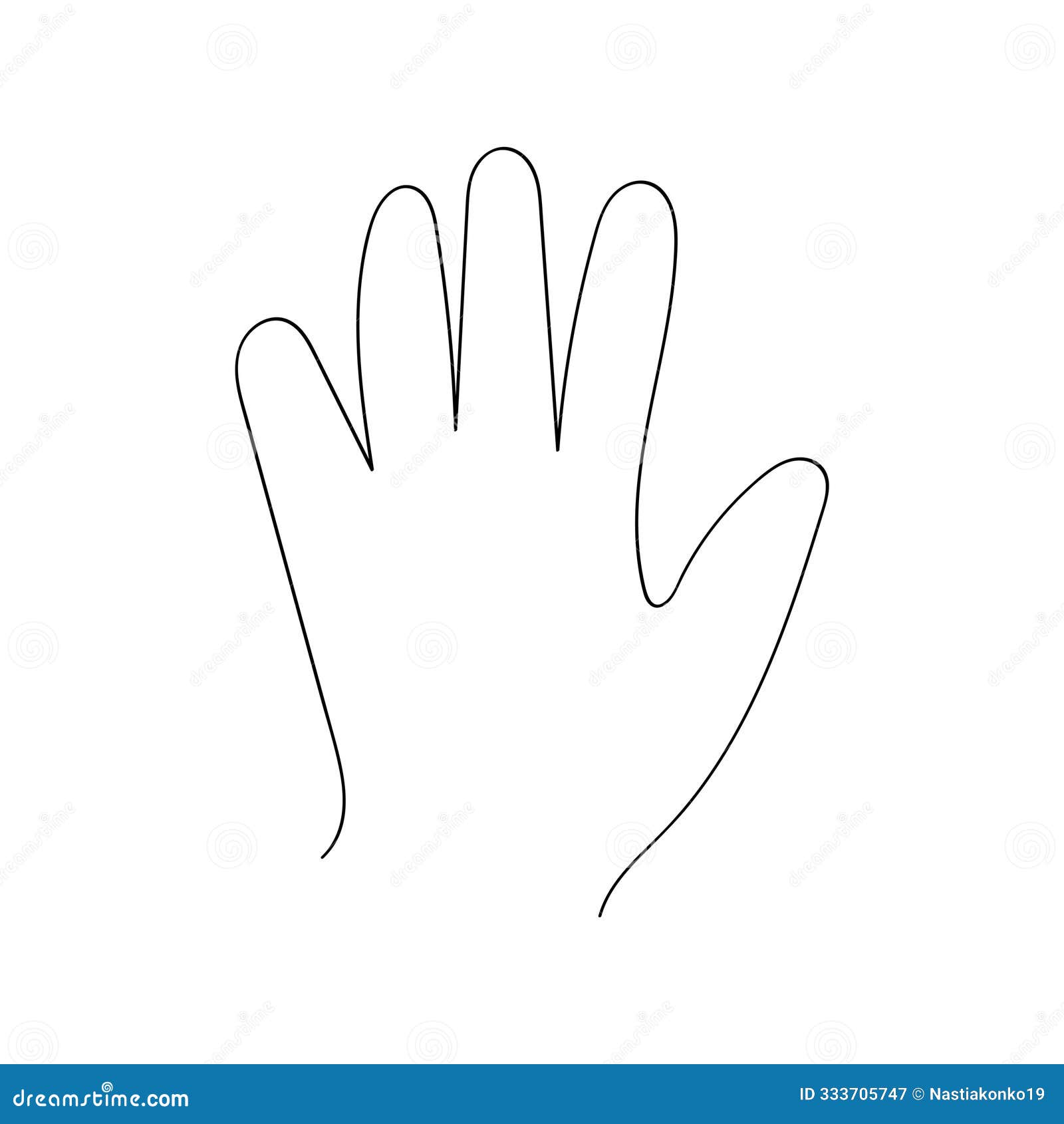 Outline Drawing of an Open Hand, Minimalistic Design on White ...