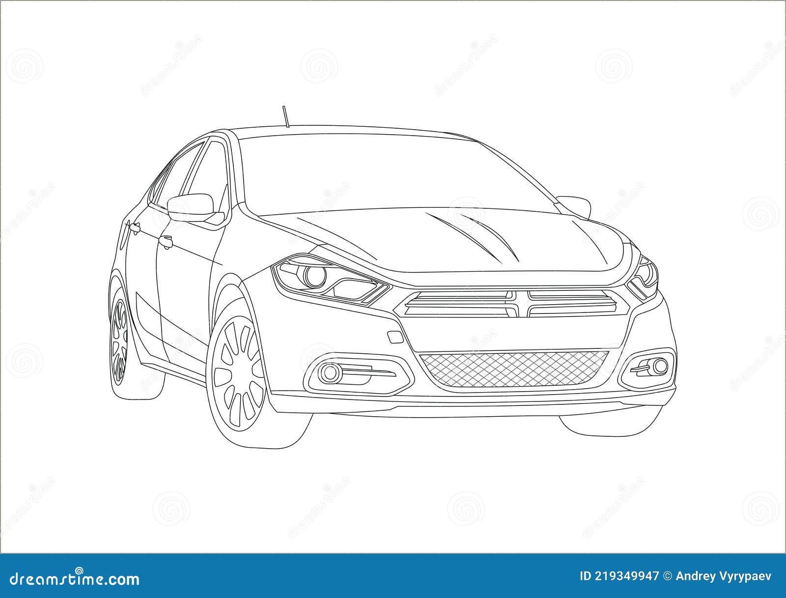 Outline drawing of a sedan stock vector. Illustration of parts - 219349947
