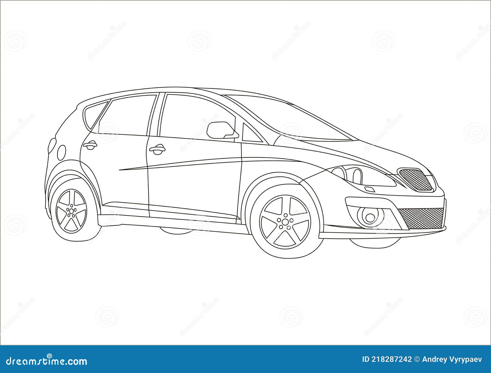 Outline Drawing of a Spanish Compact Van Stock Vector - Illustration of ...