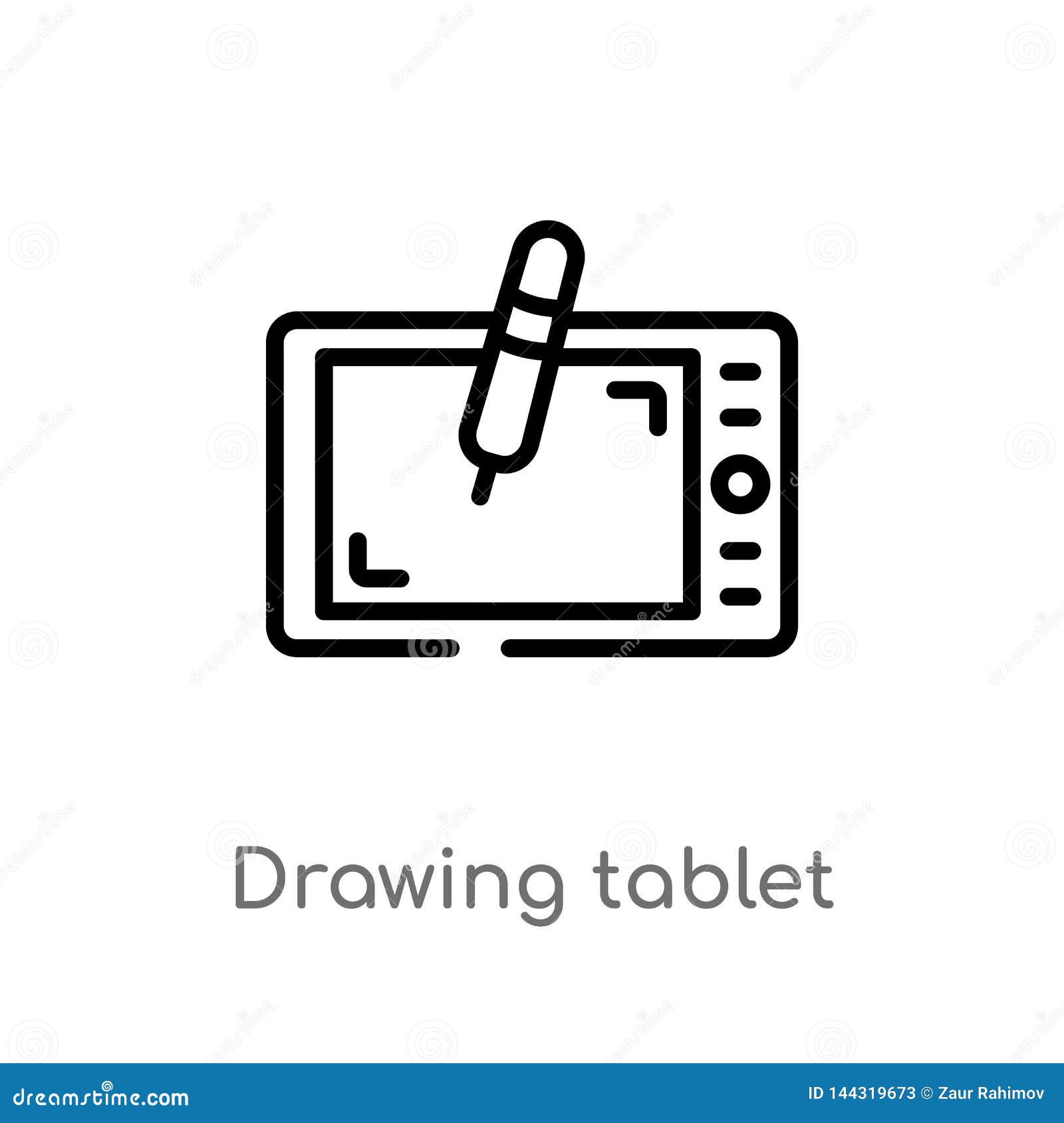 Outline Drawing Tablet Vector Icon. Isolated Black Simple Line Element ...