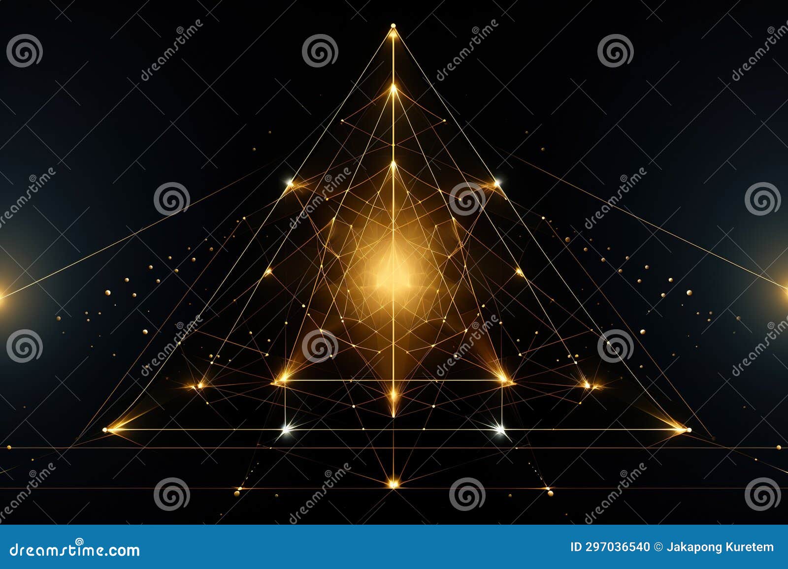 Outline Drawing Wireframe Gold and Green Abstract Geometry. Stock ...