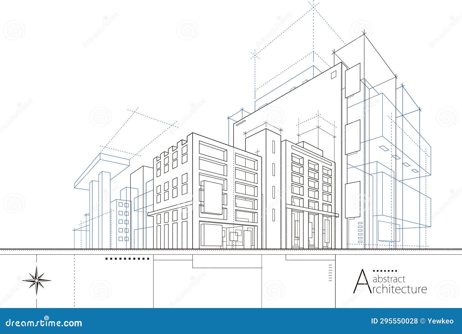 Outline Drawings of Abstract Modern Urban Buildings and Architecture ...