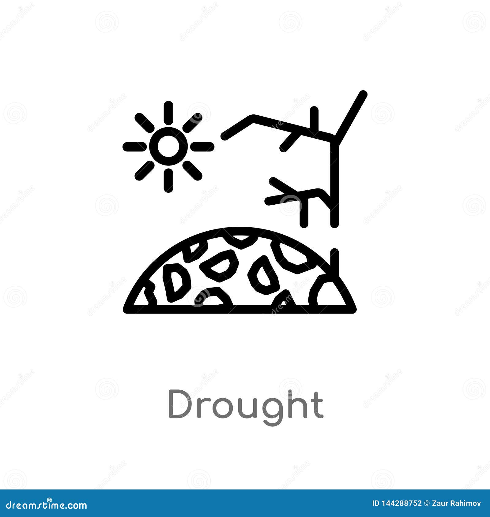 Outline Drought Vector Icon. Isolated Black Simple Line Element Illustration from Meteorology ...
