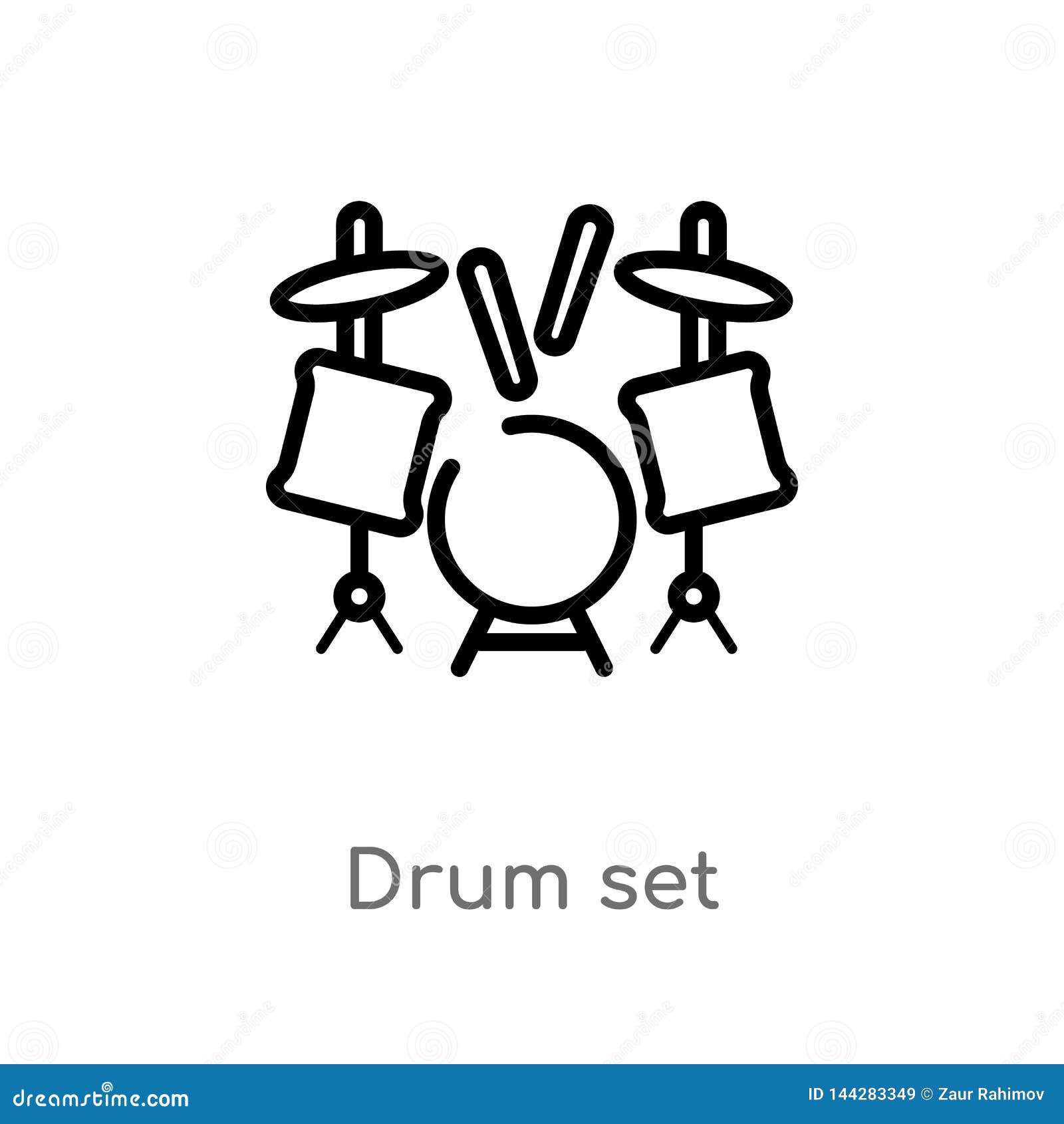 Outline Drum Set Vector Icon. Isolated Black Simple Line Element ...