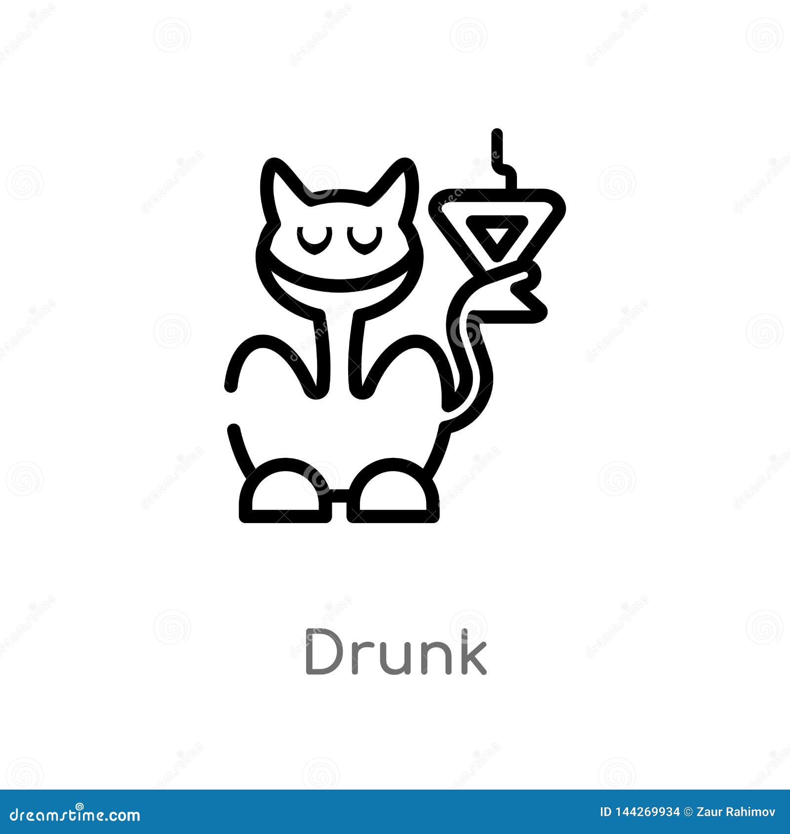Outline Drunk Vector Icon. Isolated Black Simple Line Element ...