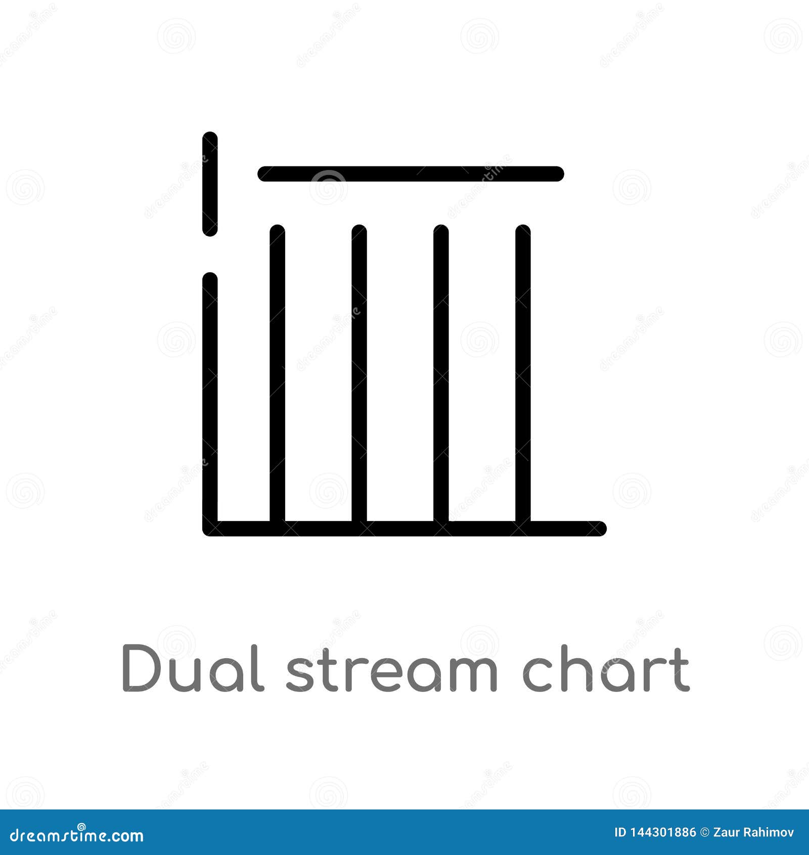 Dual Stream Chart Vector Icon On White Background. Flat Vector Dual ...