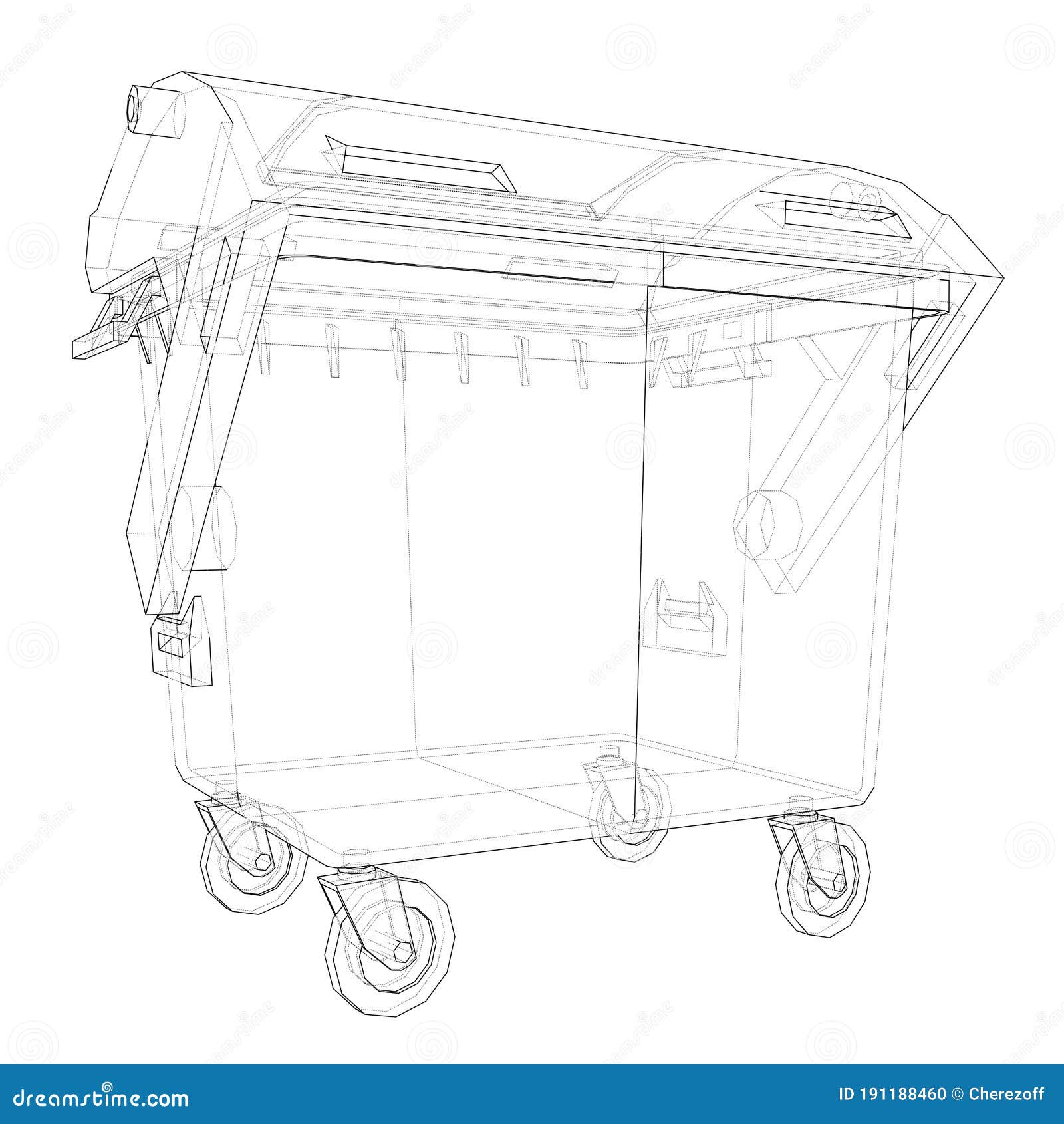 Outline Dumpster or Dustbin Stock Illustration - Illustration of ...