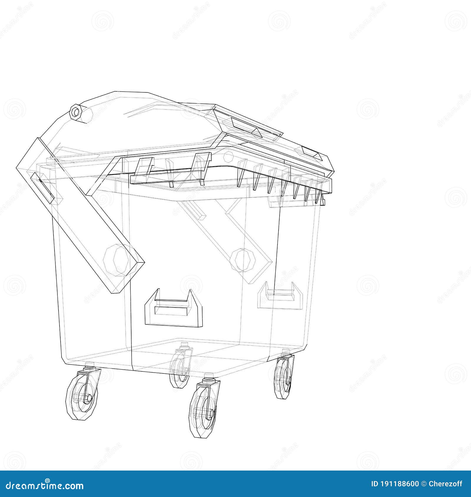 Outline Dumpster or Dustbin Stock Illustration - Illustration of ...