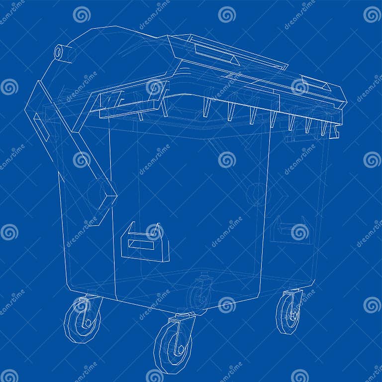 Outline Dumpster or Dustbin Vector Stock Vector - Illustration of ...