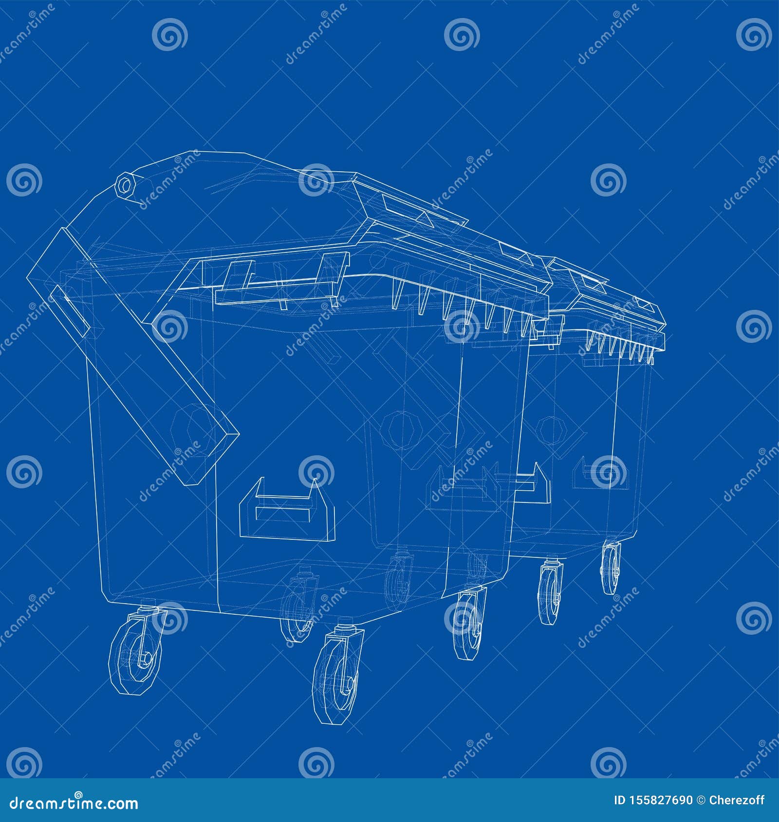 Outline Dumpster or Dustbin Vector Stock Vector - Illustration of ...