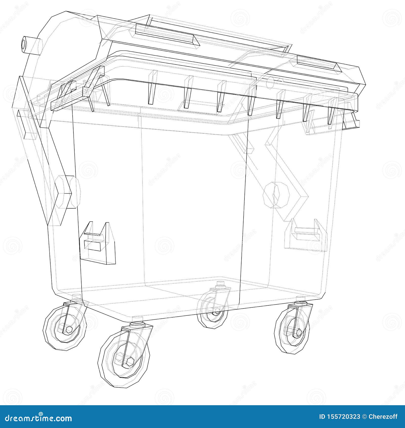 Outline Dumpster or Dustbin Vector Stock Vector - Illustration of ...