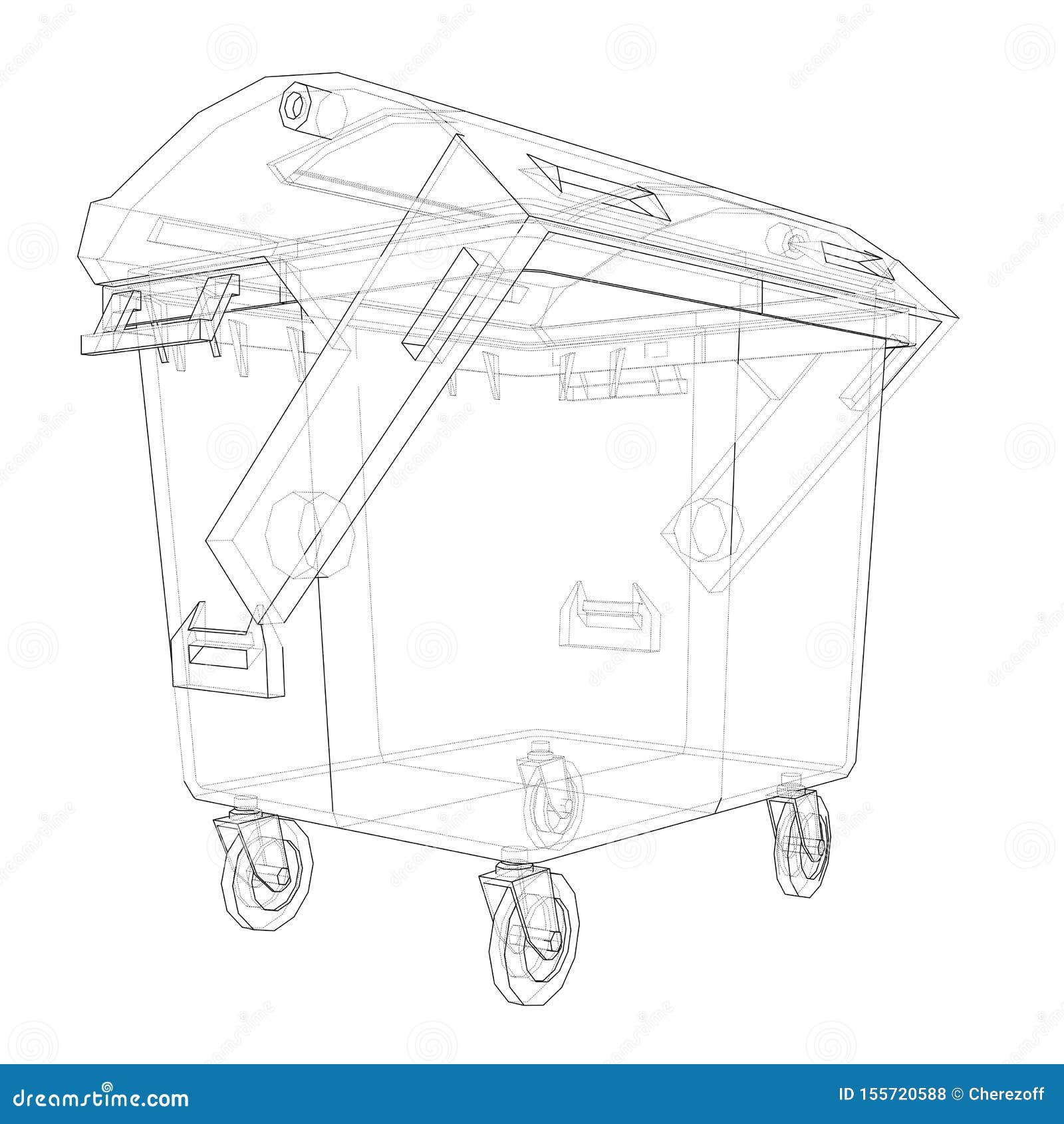 Outline Dumpster or Dustbin Vector Stock Vector - Illustration of ...