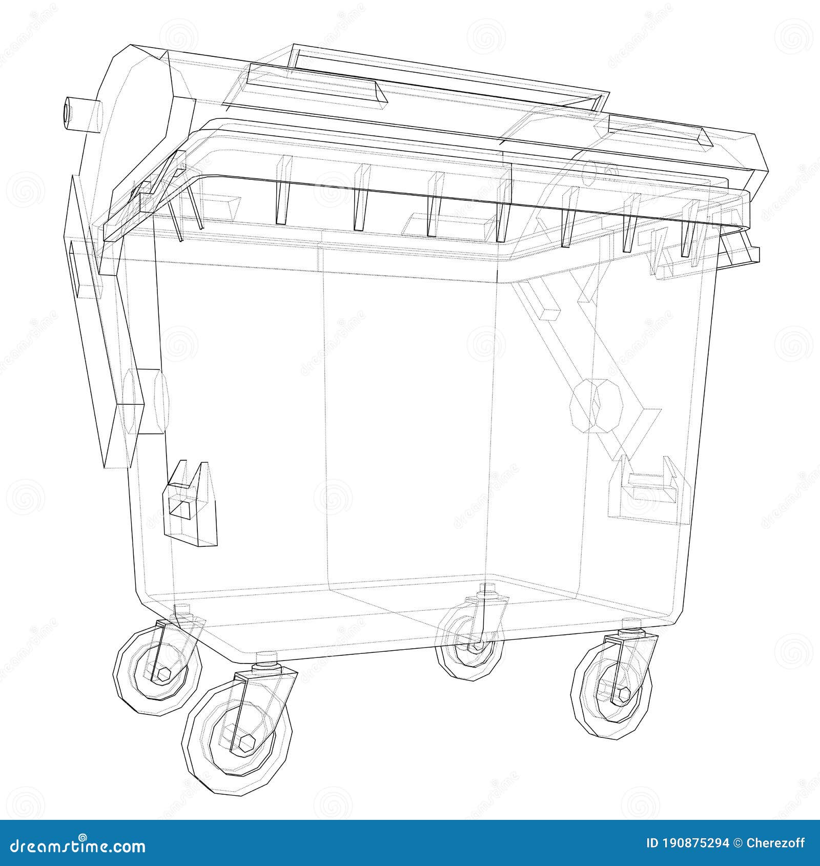 Outline Dumpster or Dustbin Stock Illustration - Illustration of delete ...