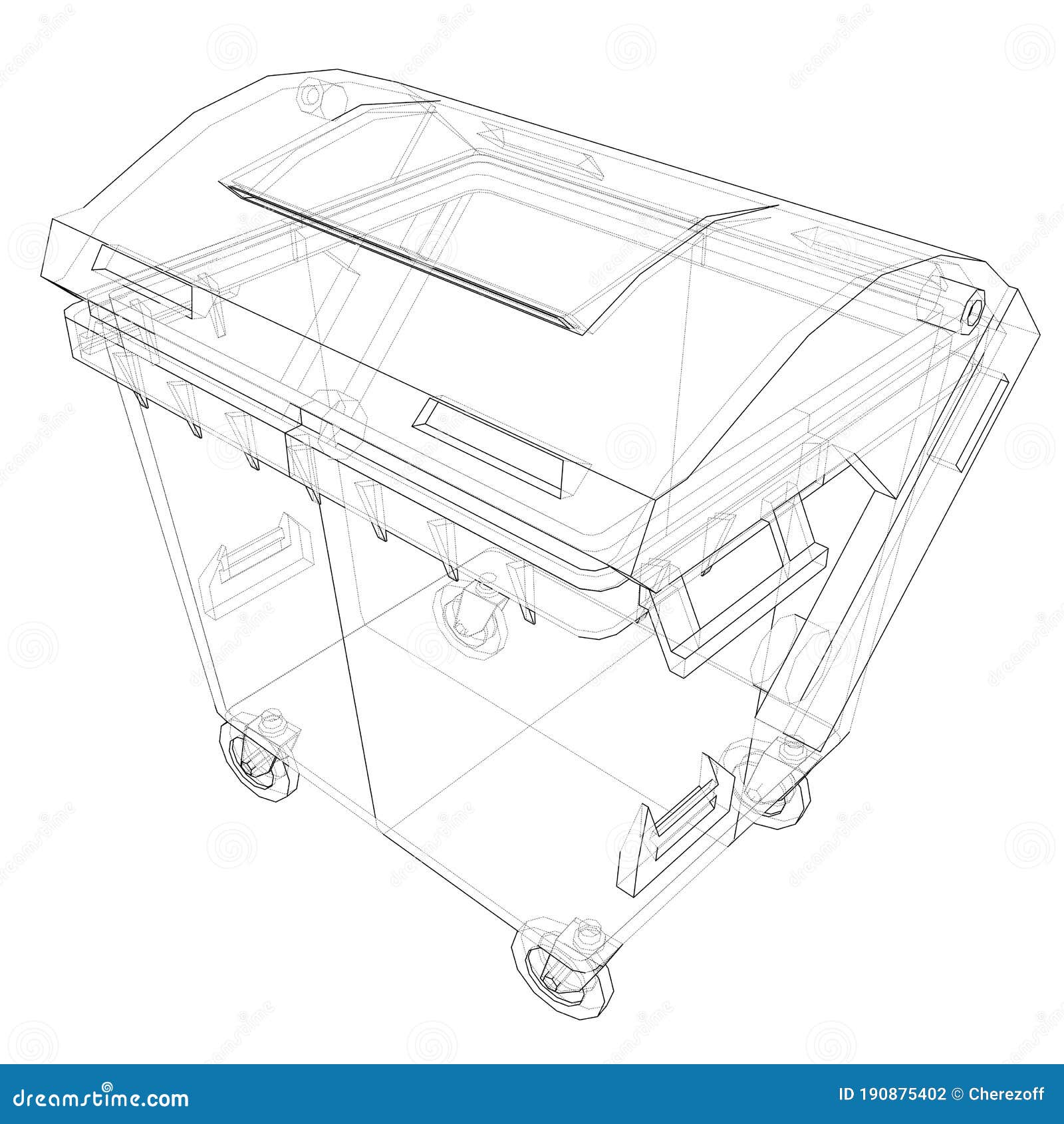 Outline Dumpster or Dustbin Stock Illustration - Illustration of delete ...
