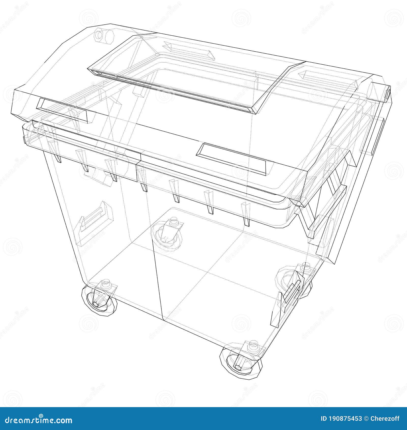 Outline Dumpster or Dustbin Stock Illustration - Illustration of basket ...