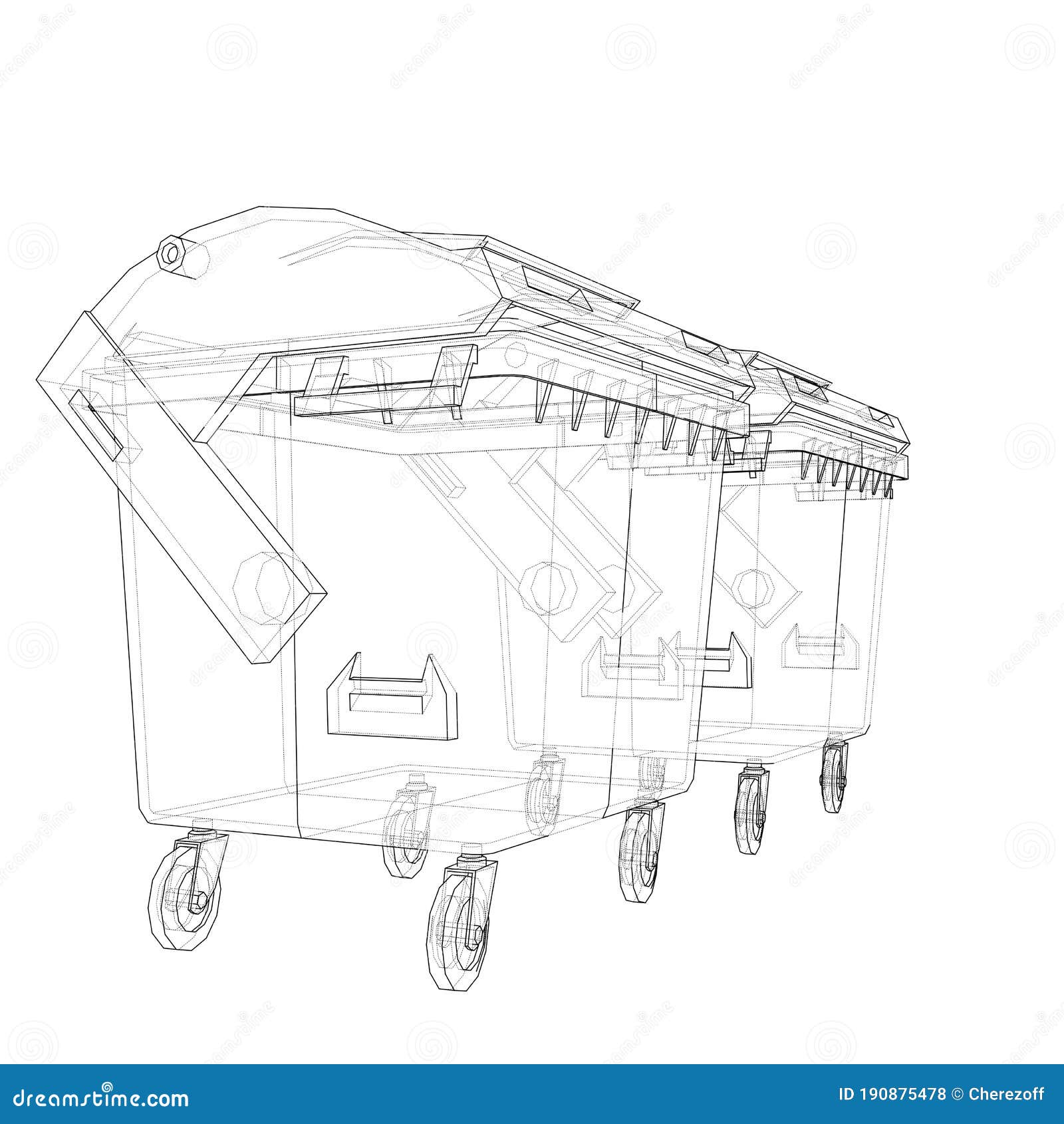Outline Dumpster or Dustbin Stock Illustration - Illustration of ...