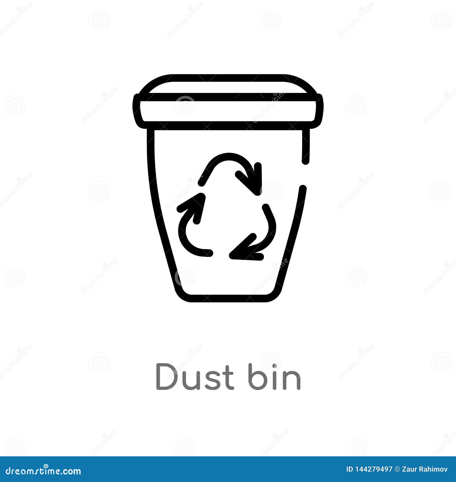 Outline Dust Bin Vector Icon. Isolated Black Simple Line Element ...