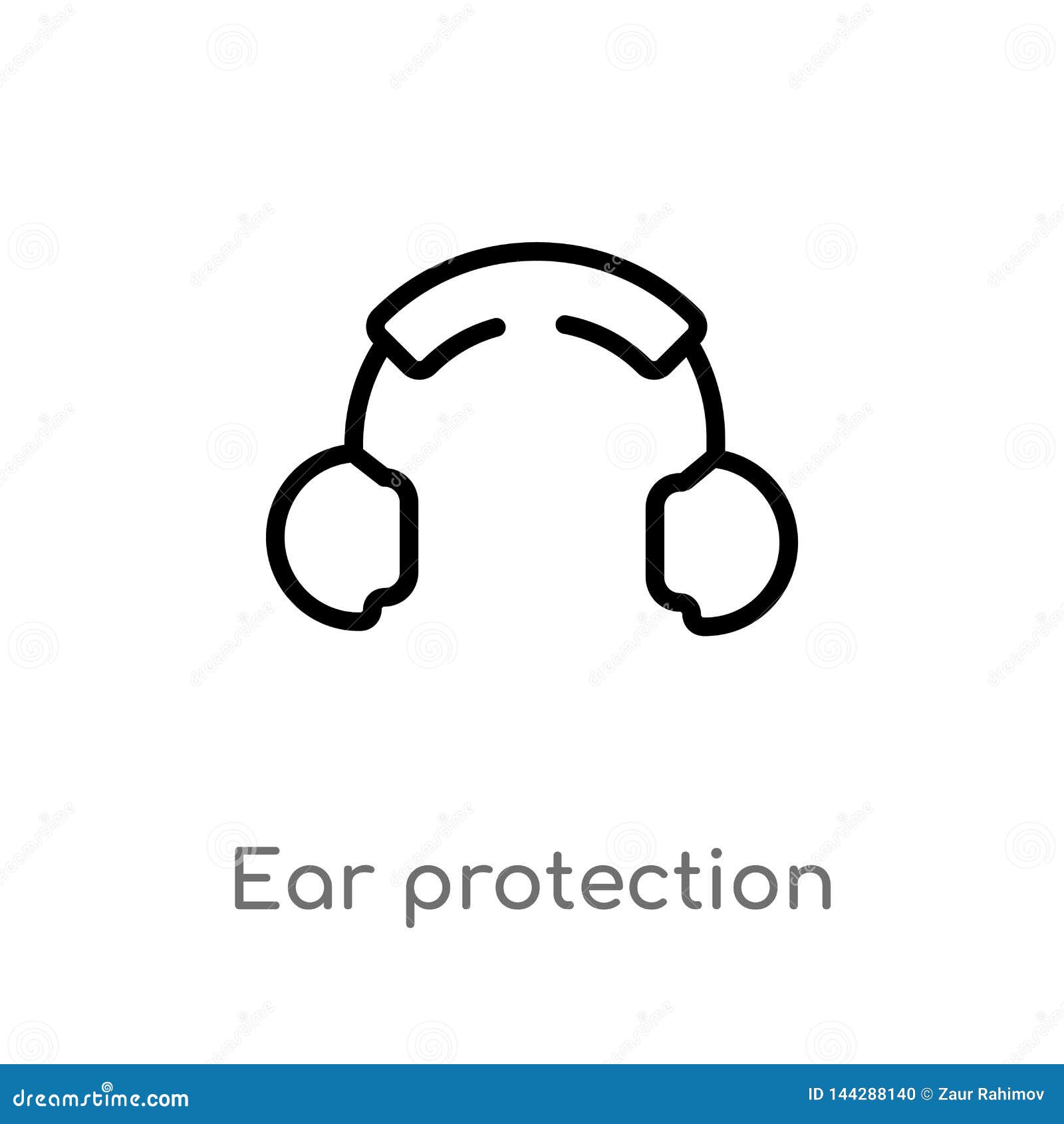 Outline Ear Protection Vector Icon. Isolated Black Simple Line Element ...