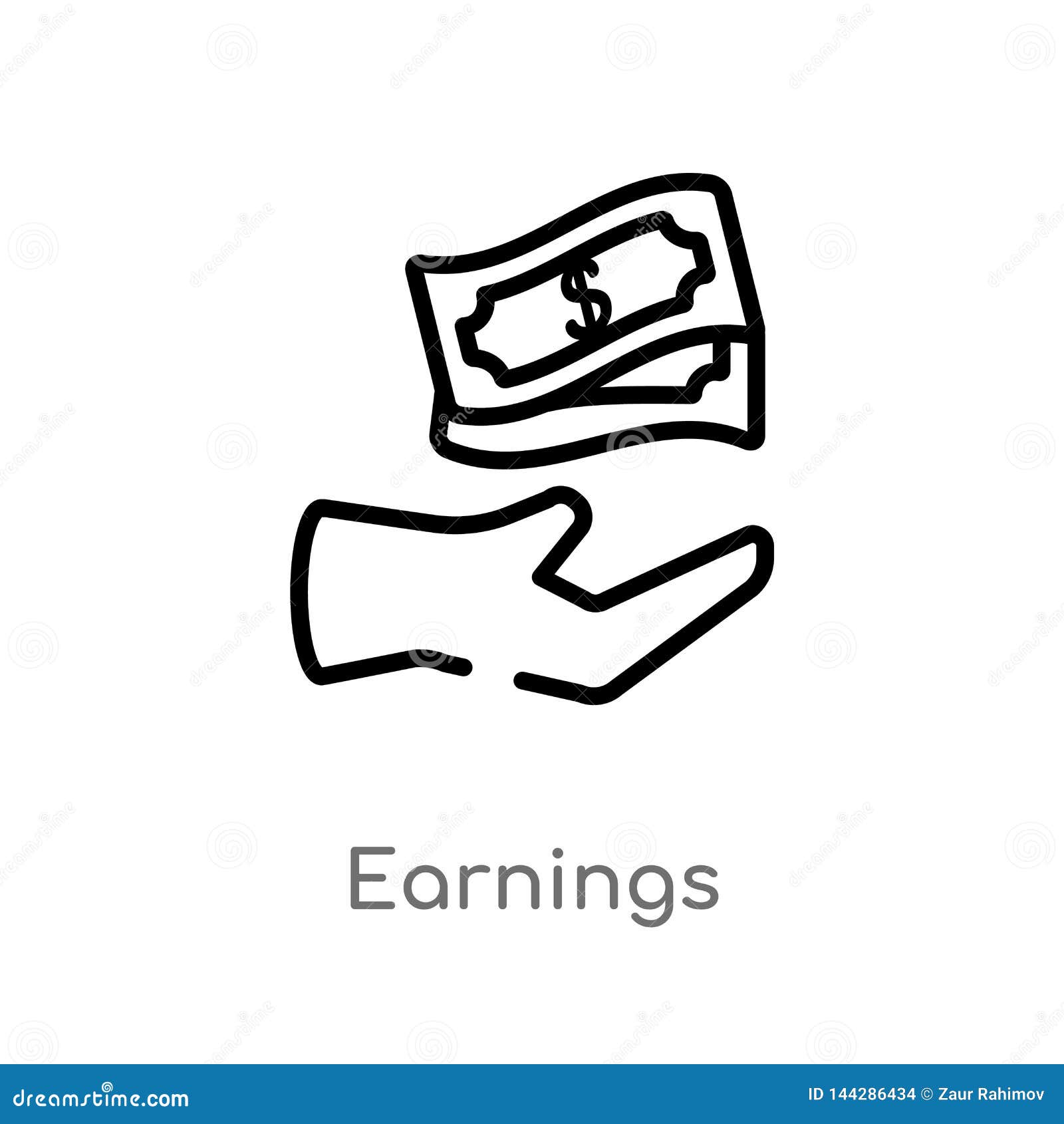Outline Earnings Vector Icon. Isolated Black Simple Line Element ...