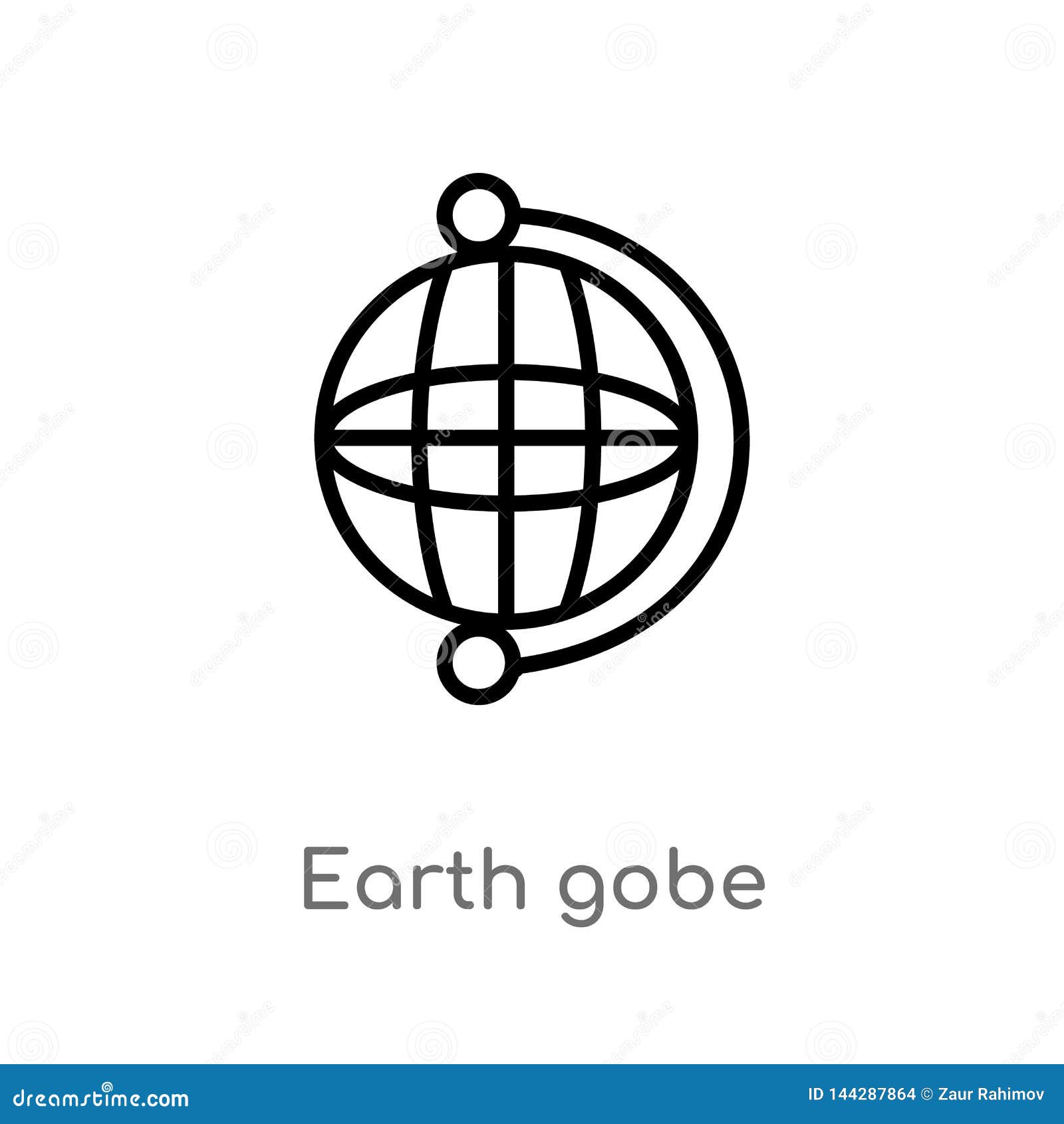 Outline Earth Gobe Vector Icon. Isolated Black Simple Line Element ...
