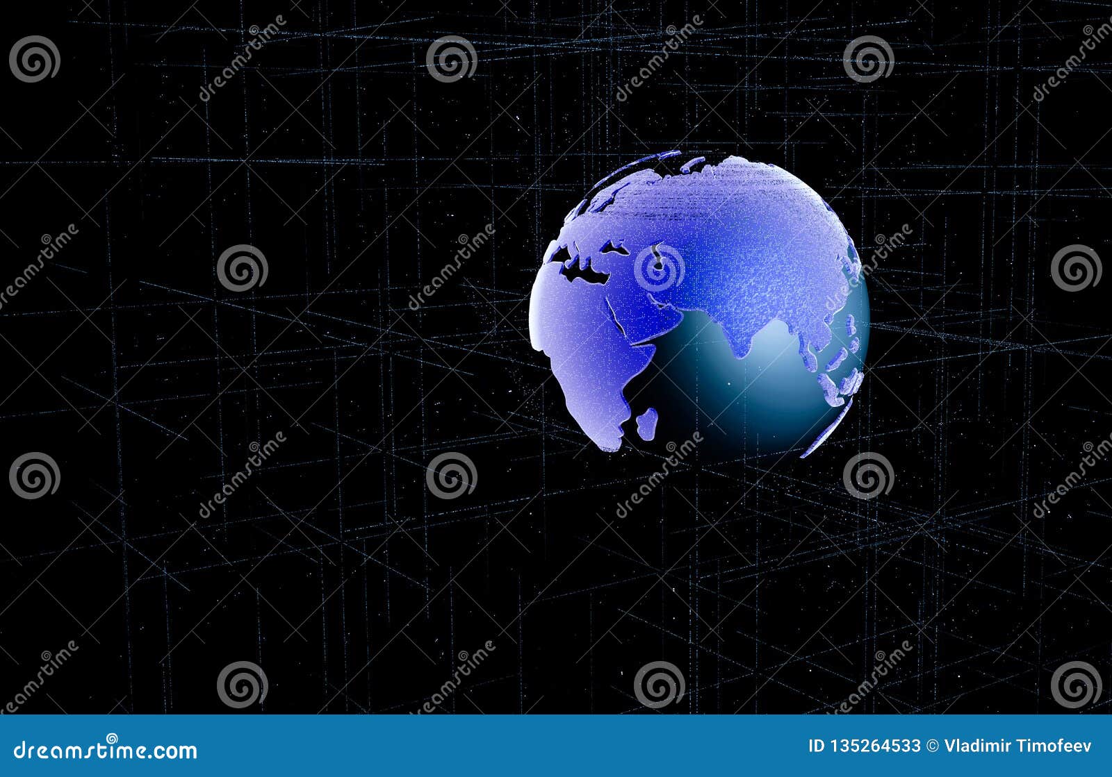 Outline Earth with Grid Line on Space Illustration.Future World with ...