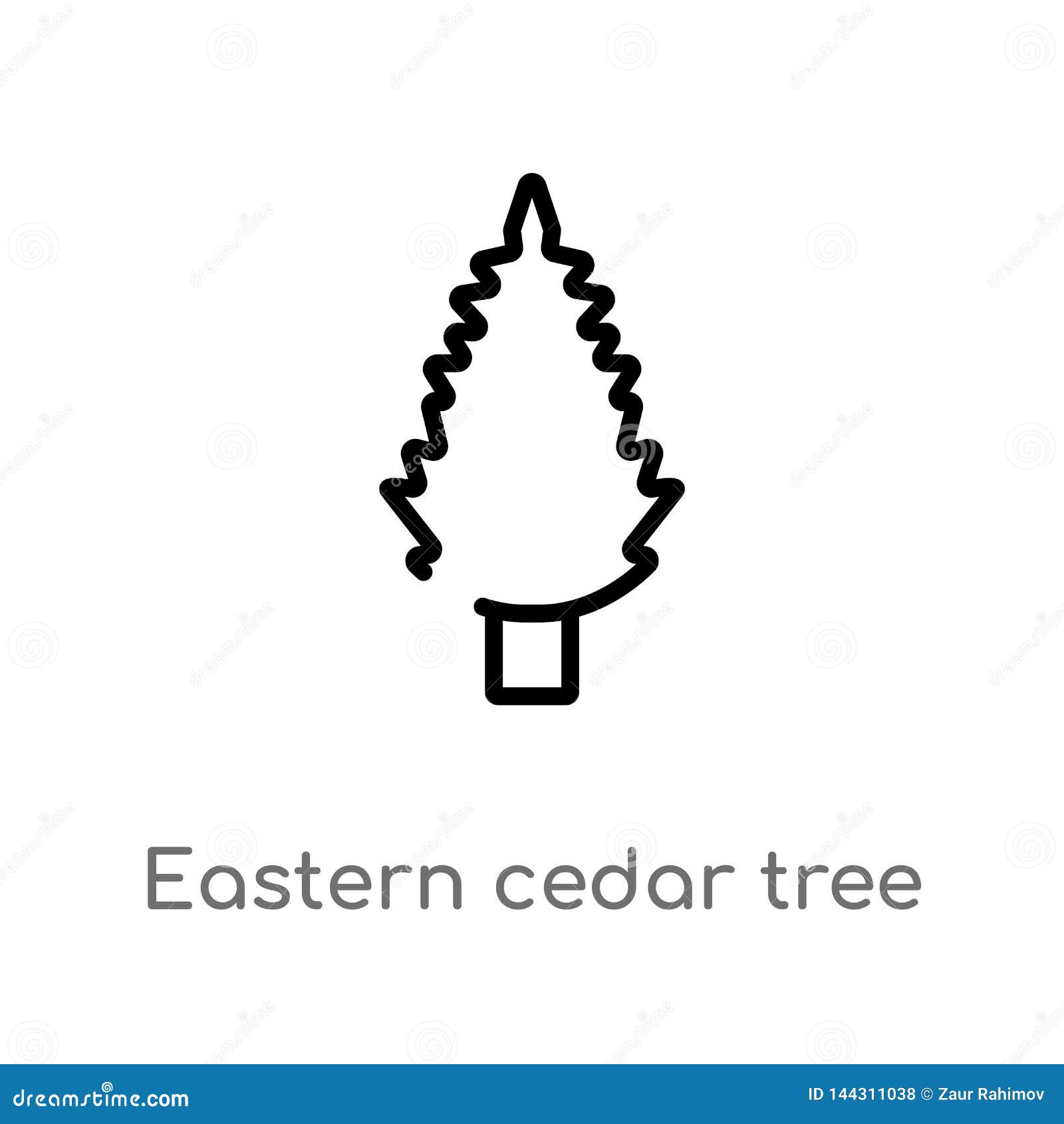 Outline Eastern Cedar Tree Vector Icon Isolated Black Simple Line Element Illustration From
