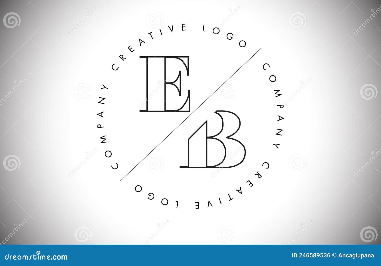 Outline EB E B Letter Logo with Cut and Intersected Design and Circled ...