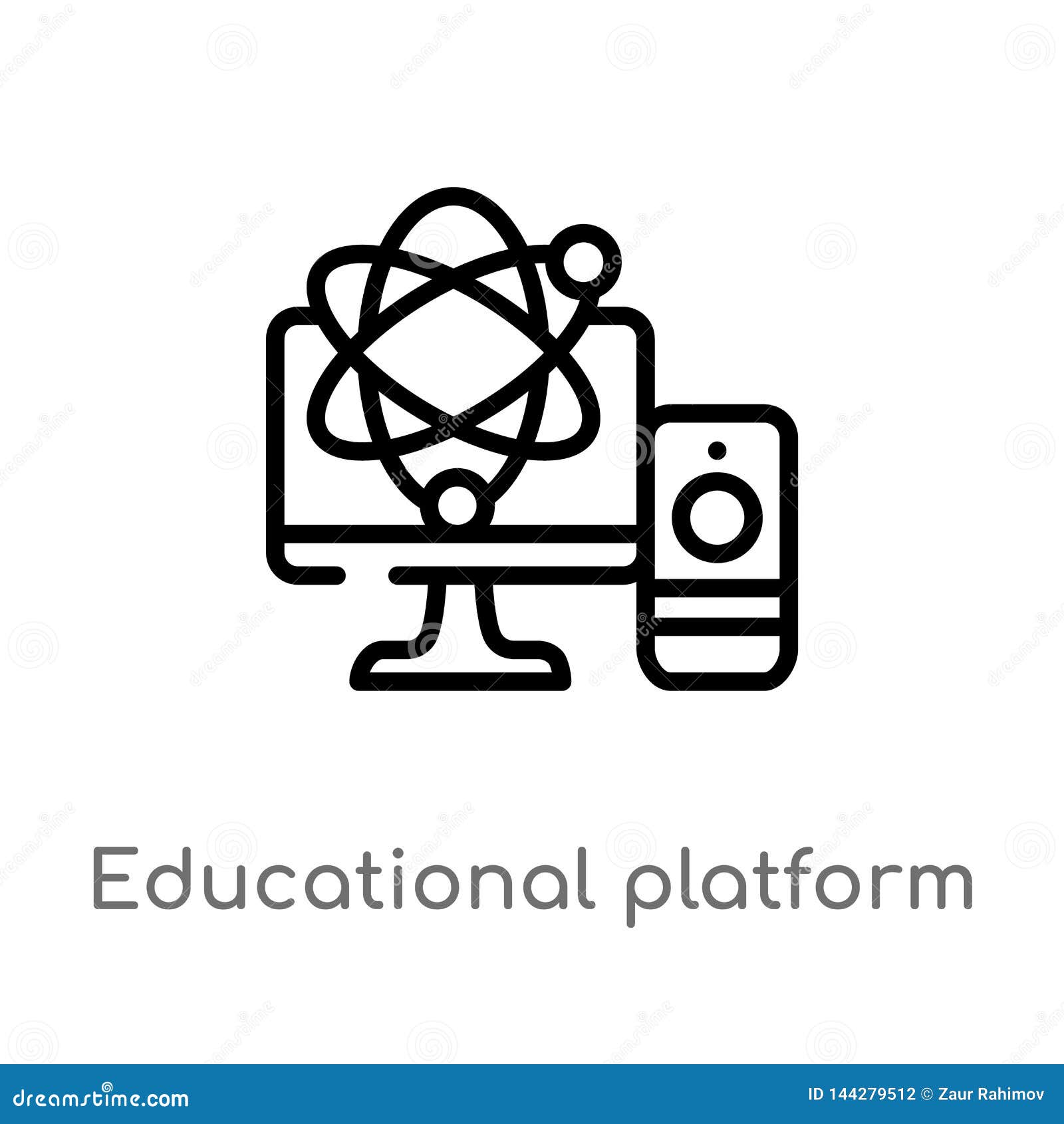 Outline Educational Platform Vector Icon. Isolated Black Simple Line ...